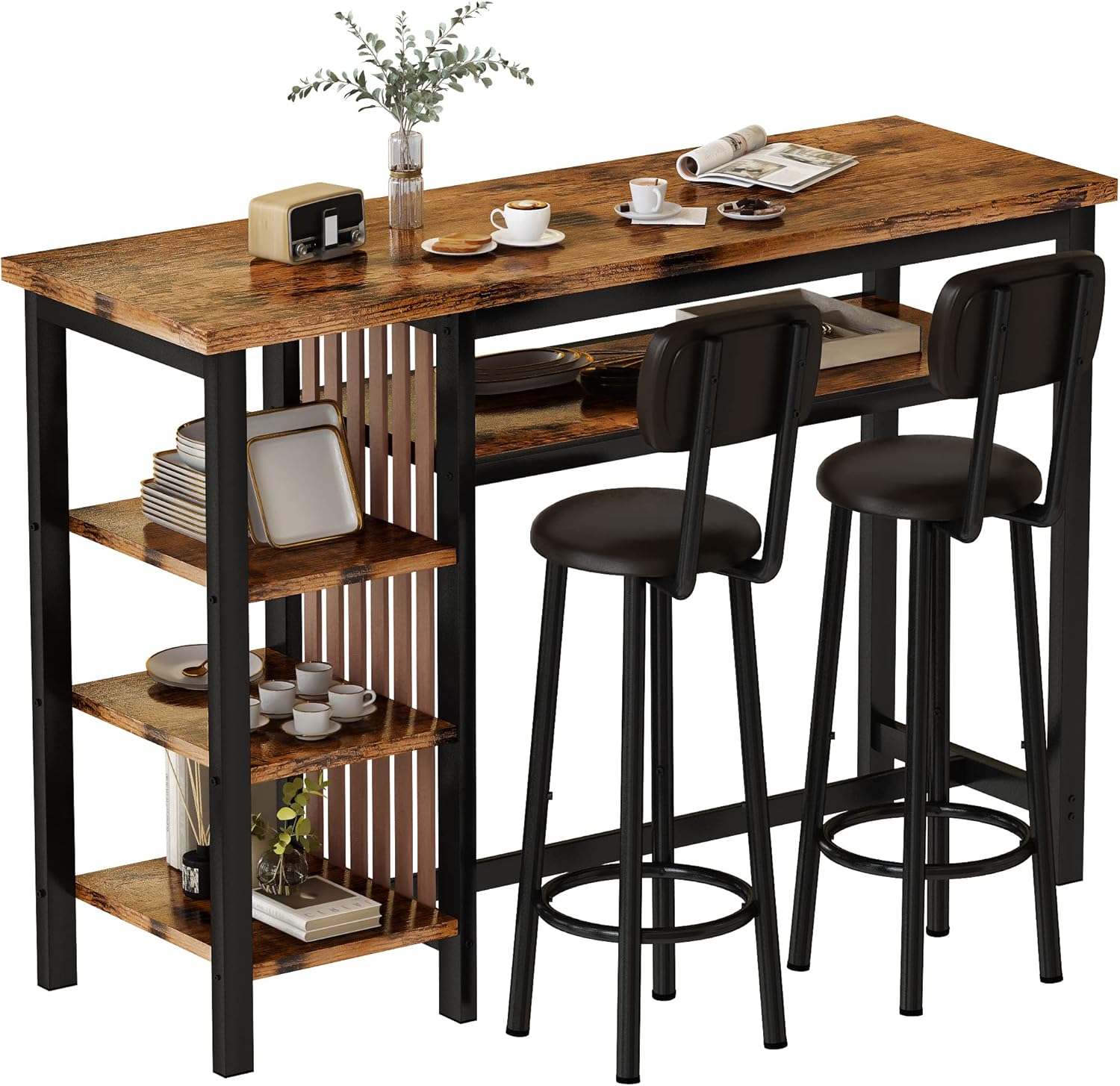 Amazon.com: Recaceik Bar Dining Table Set, Modern Bar Table and Stools ...