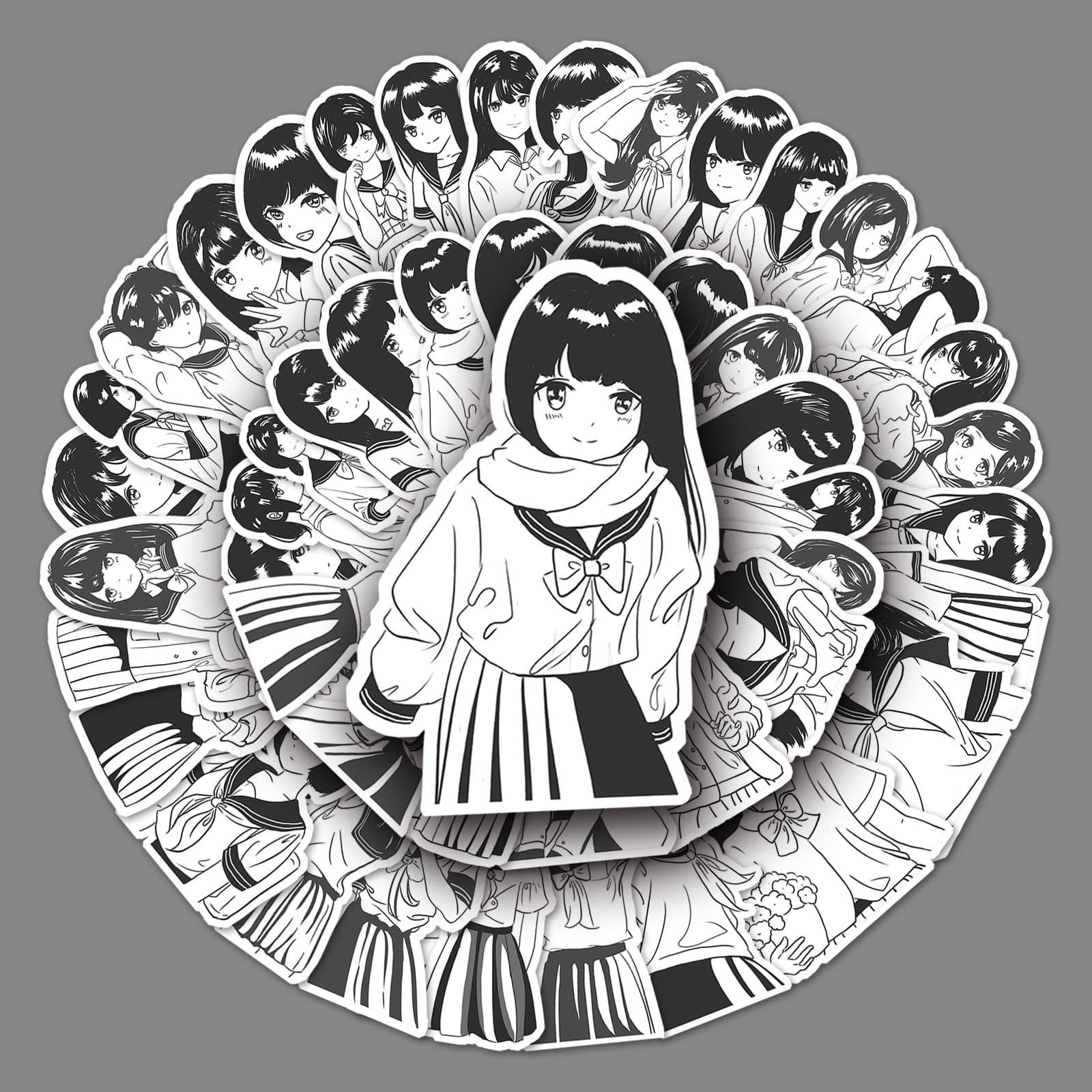 Buy Anime Girl Stickers 50Pcs Cute Trendy School Uniform Stickers for ...