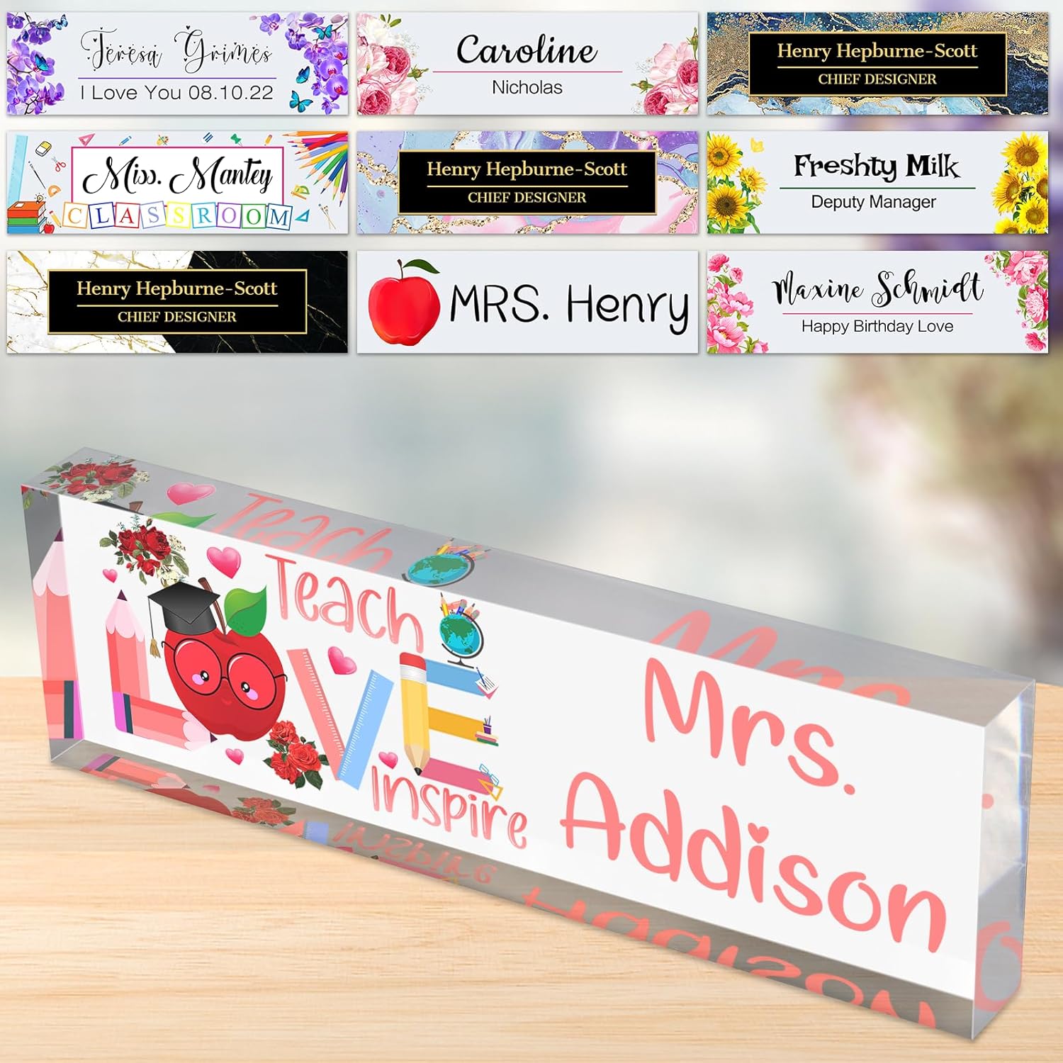 Office Desk Name Plate Personalized,Custom Acrylic Name Plate for Desk ...