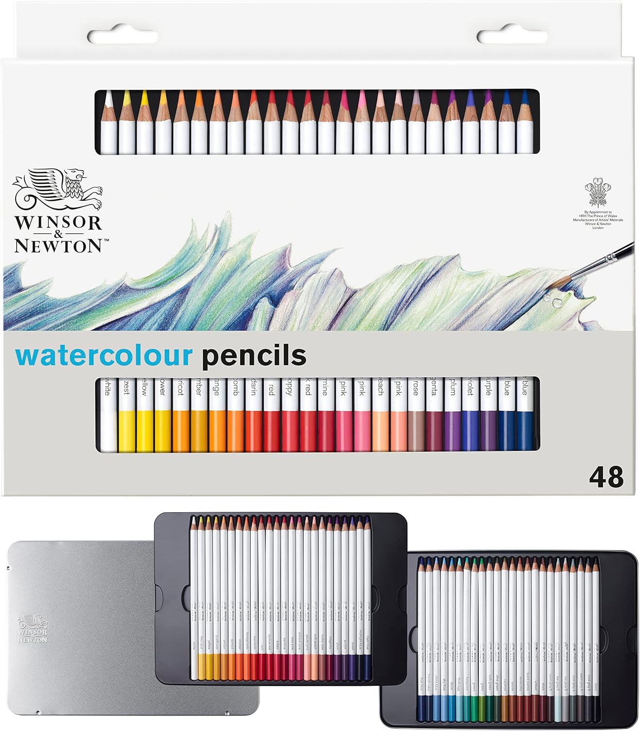 Amazon.com: Winsor & Newton Studio Collection Artist Pencils, Watercolour Pencil Tin, 48 piece
