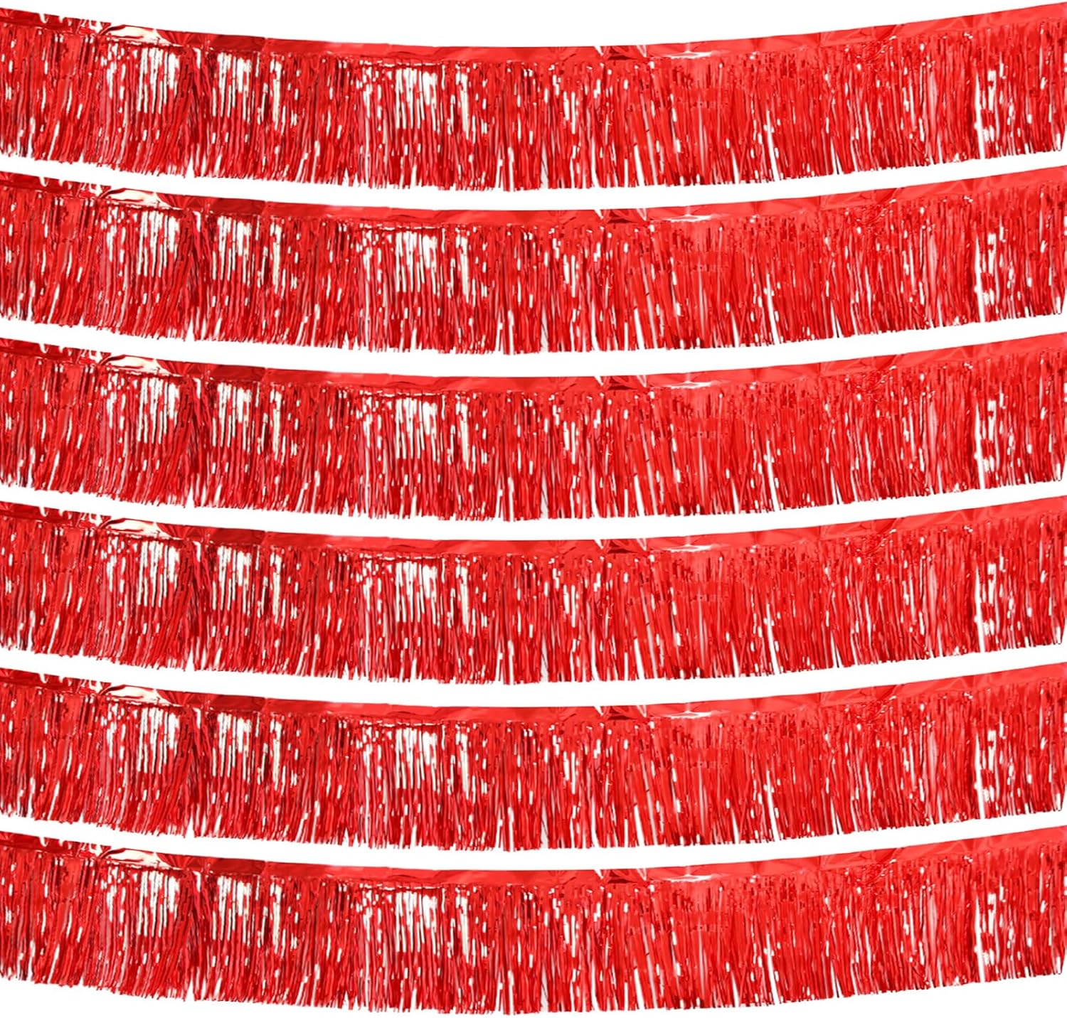Amazon.com: Red Foil Fringe Garland 10FT 6packs, Metallic Foil Tinsel ...