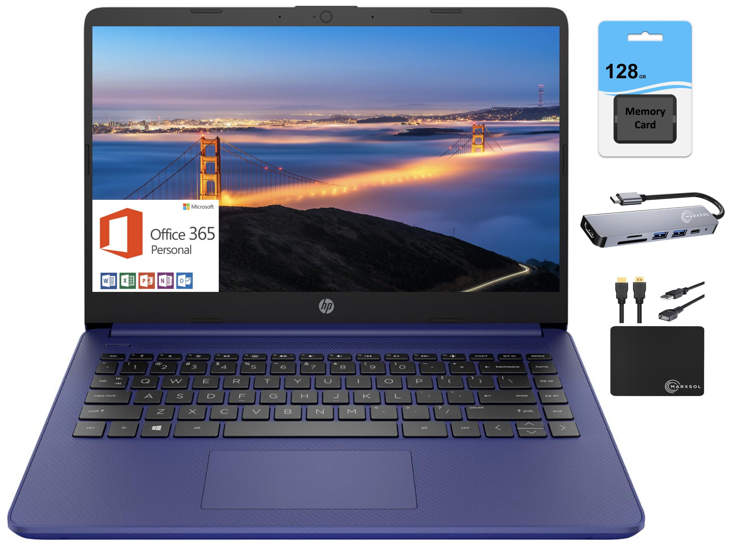 HP Newest 14" HD Light Thin Laptop Student Business, Quad-Core Intel ...