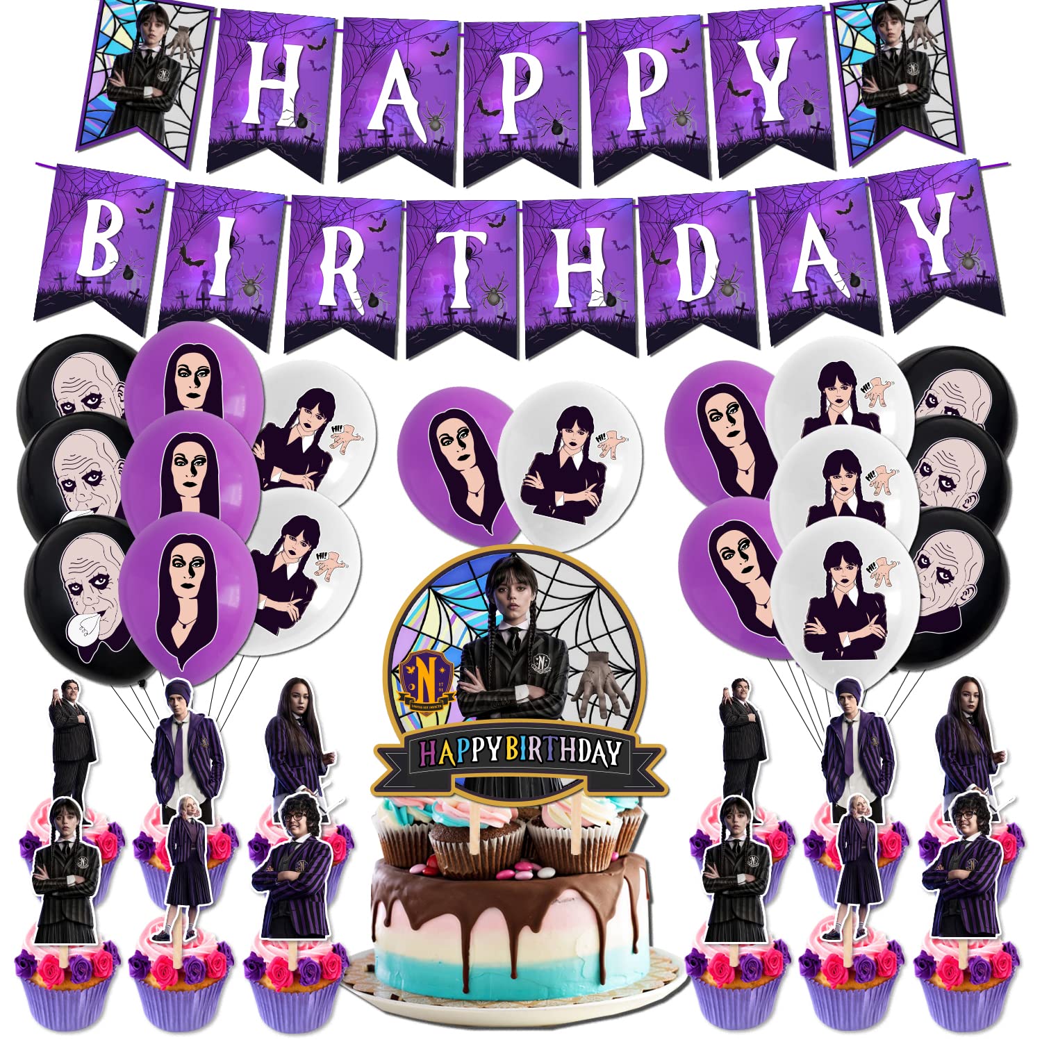 Wednesday Addams Birthday Decorations Wednesday Addams Party Supplies ...