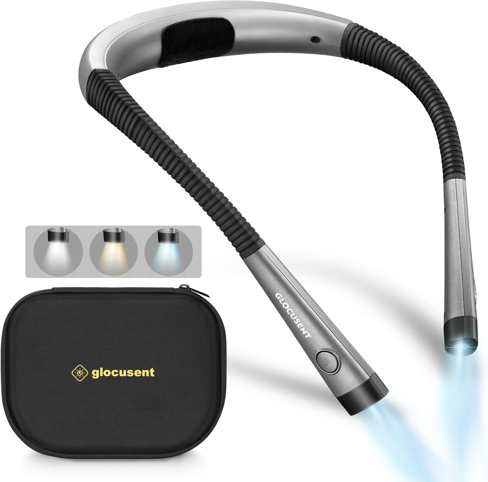 Glocusent Rechargeble Book Light, Bendable Neck Light, Book Light for ...