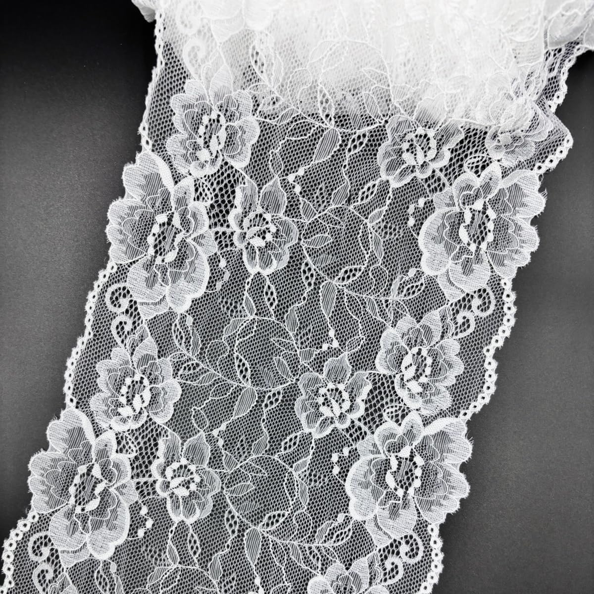 Amazon.com: 8 Inch Wide 10 Yard Long Lace Fabric Elastic Stretchy Lace ...