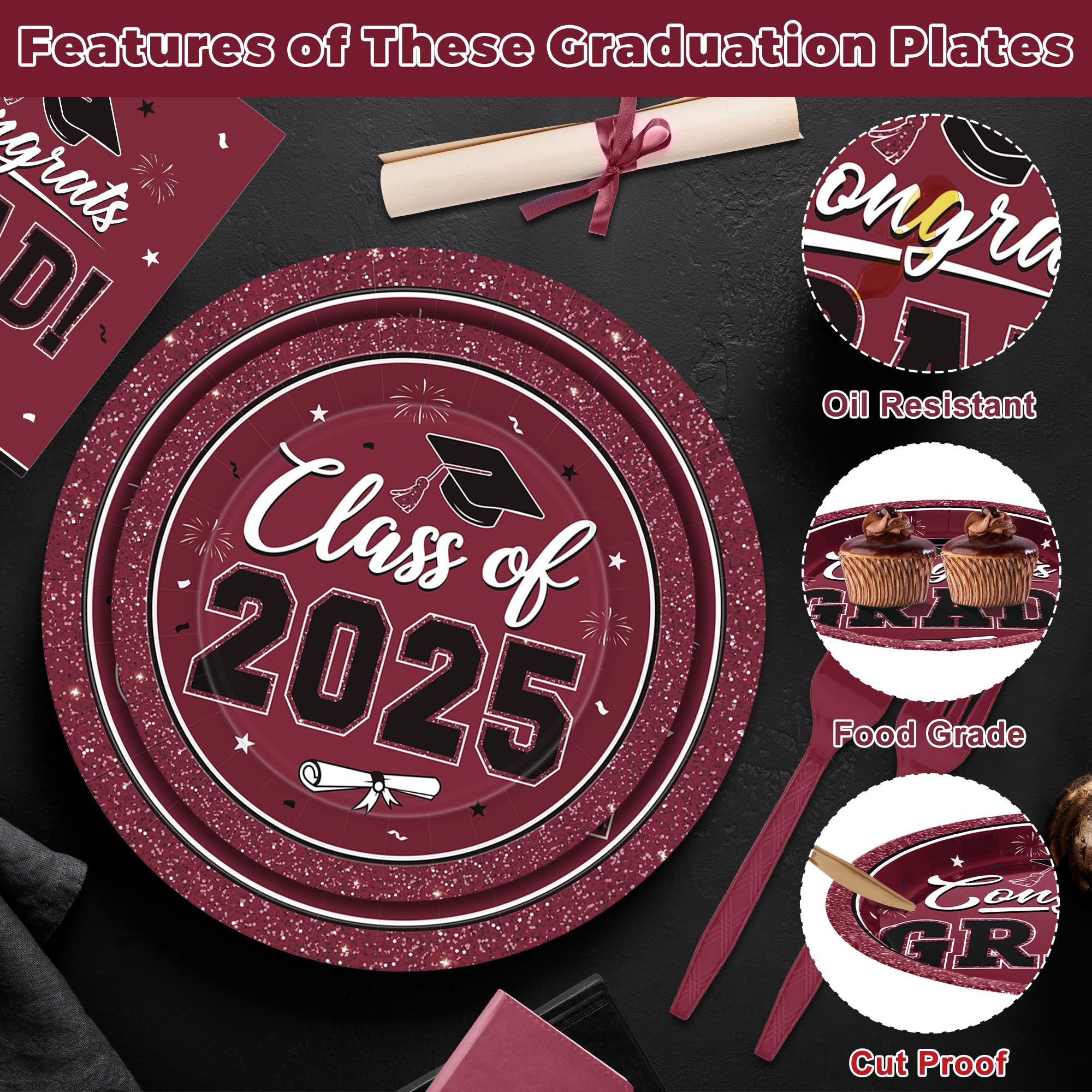Snapklik.com : 50 SET Graduation Plates And Napkins 2025 And Forks ...