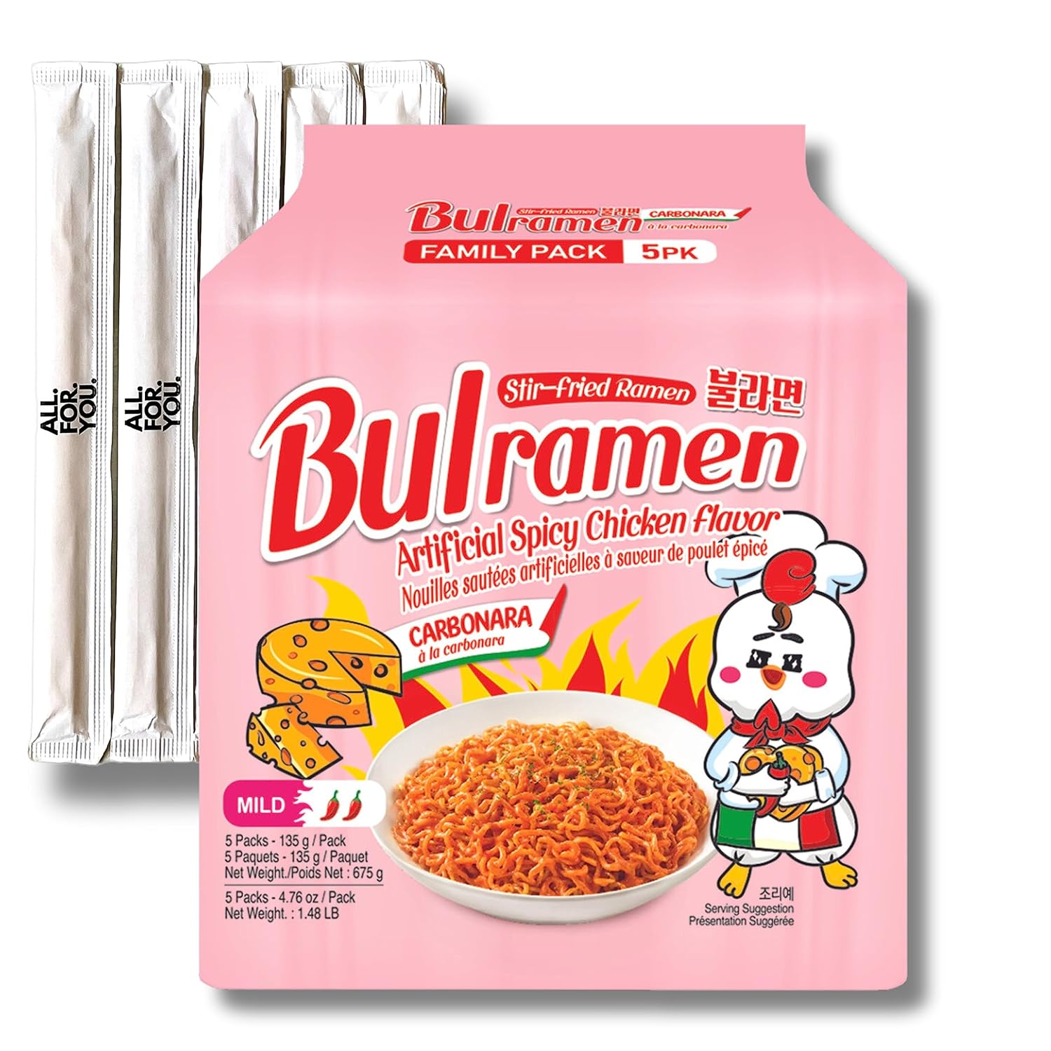 Amazon.com : Bulramen Ramen Noodles - Carbonara Flavor - 5 Pack - Spicy ...