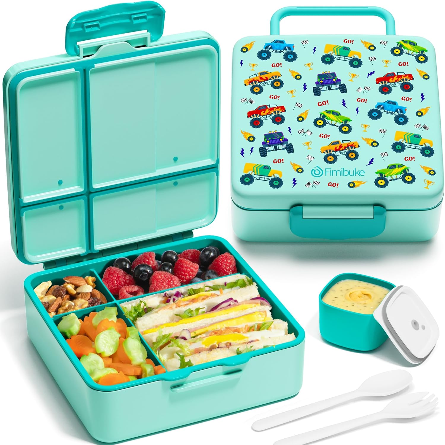 Fimibuke Bento Lunch Box for Kids, Leak Proof Toddler Bento Box with 4 ...