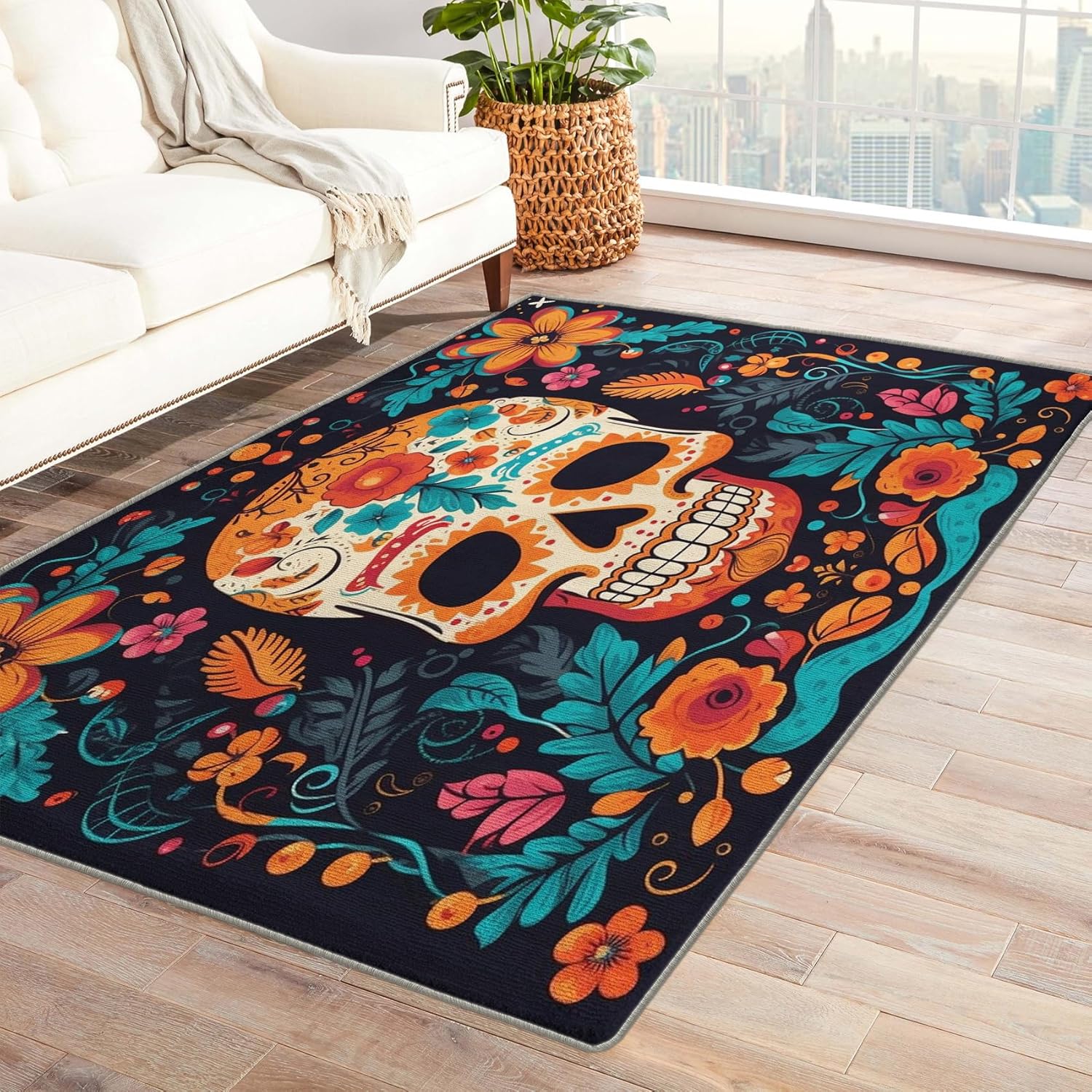 Amazon.com: Sugar Skull Rug & Home Decor - 2x3 Rug, Mexican Rugs for ...