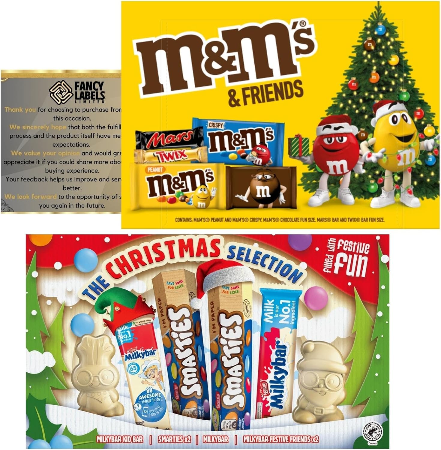Christmas Chocolate Selection Box Bundle with M&M's & Friends Selection Box 137g and Nestle The ...