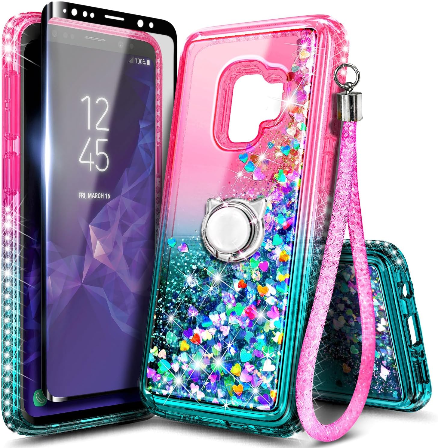 Amazon.com: NGB Designed for Samsung Galaxy S9 Phone Case, Pink/Aqua ...