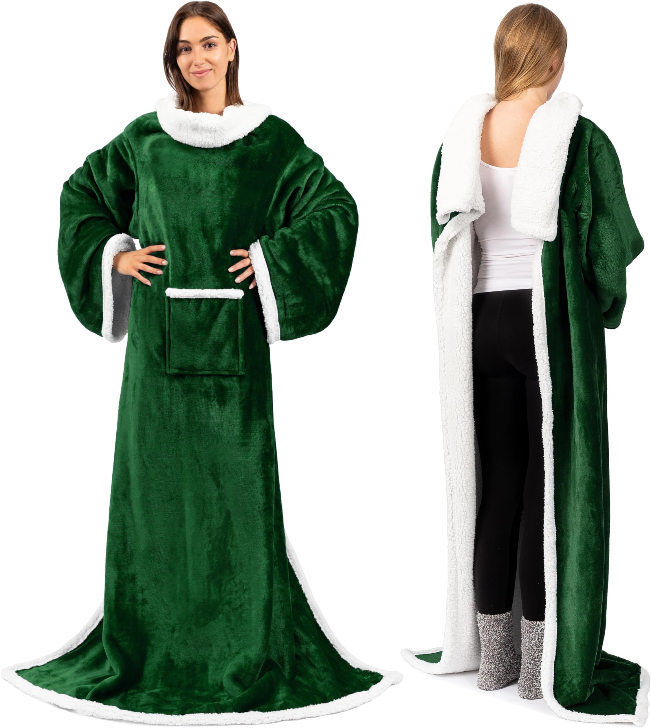 Amazon.com: Catalonia Wearable Fleece Blanket with Sleeves and Foot ...