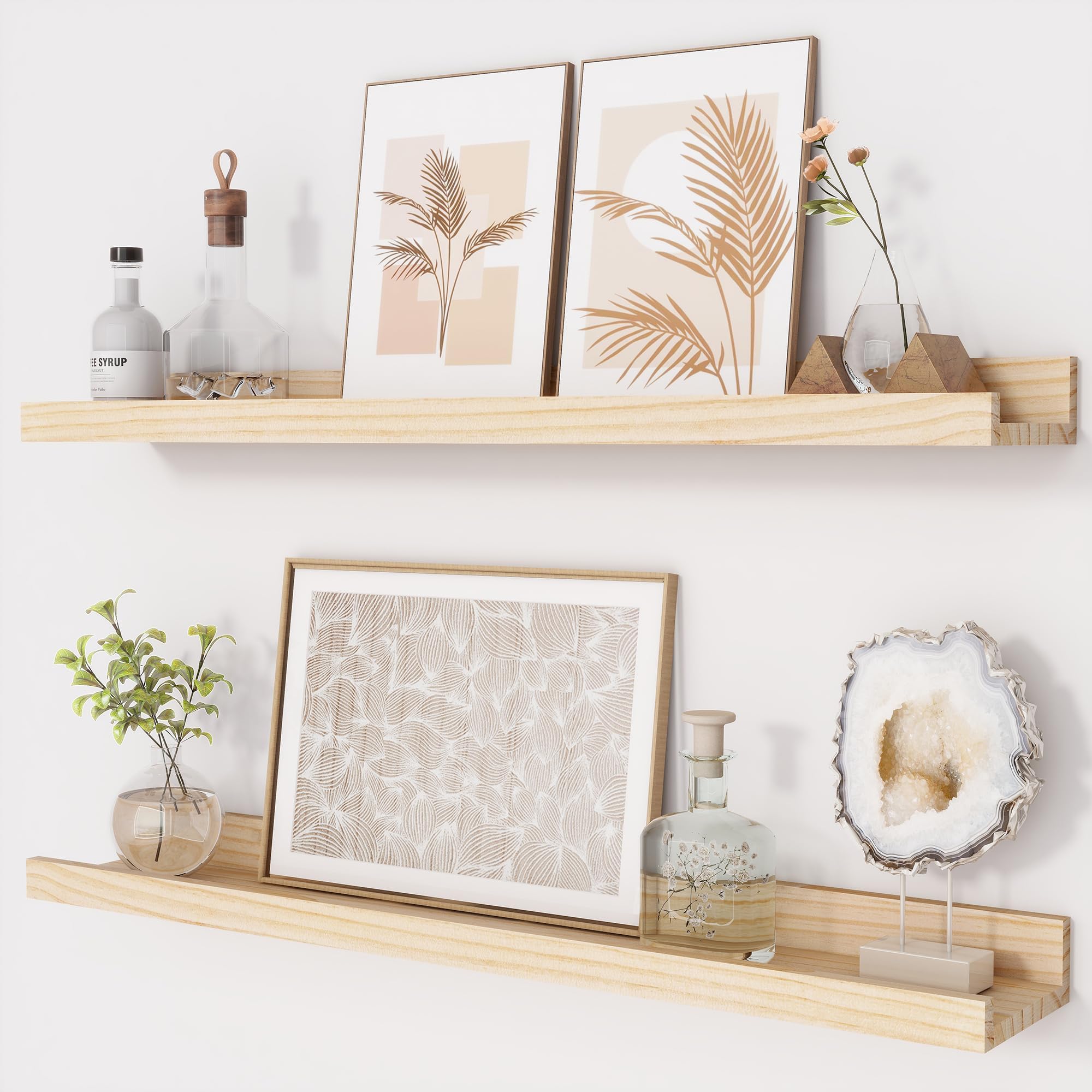 Amazon.com: Picture Ledge Shelf, 24 inch Solid Wood Floating Shelves ...