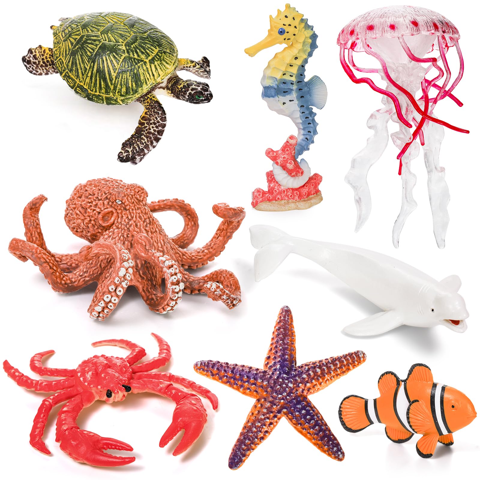Amazon.com: Acshio 8 Pack Ocean Sea Animals Figures, Assorted Marine ...