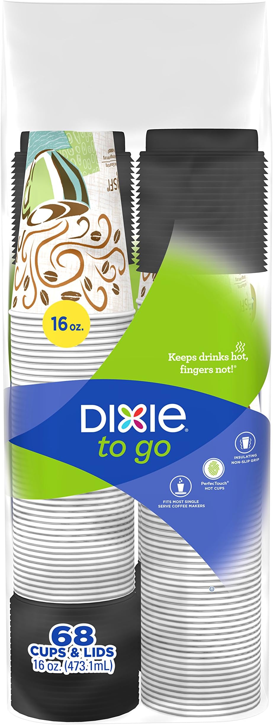 Amazon.com: Dixie PerfecTouch Grab 'N Go 16 Oz Hot Cups with Lids - 68 ...