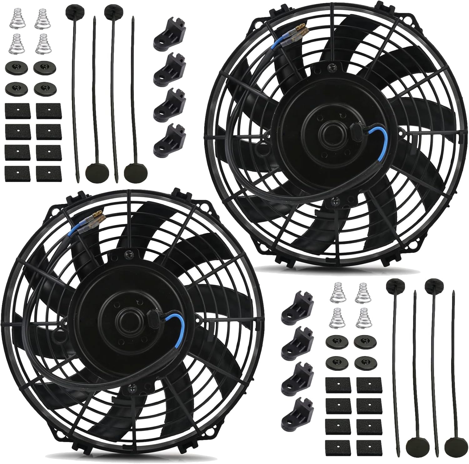 American Volt Dual 9" Inch Electric Radiator Fans 12 Volt Engine ...