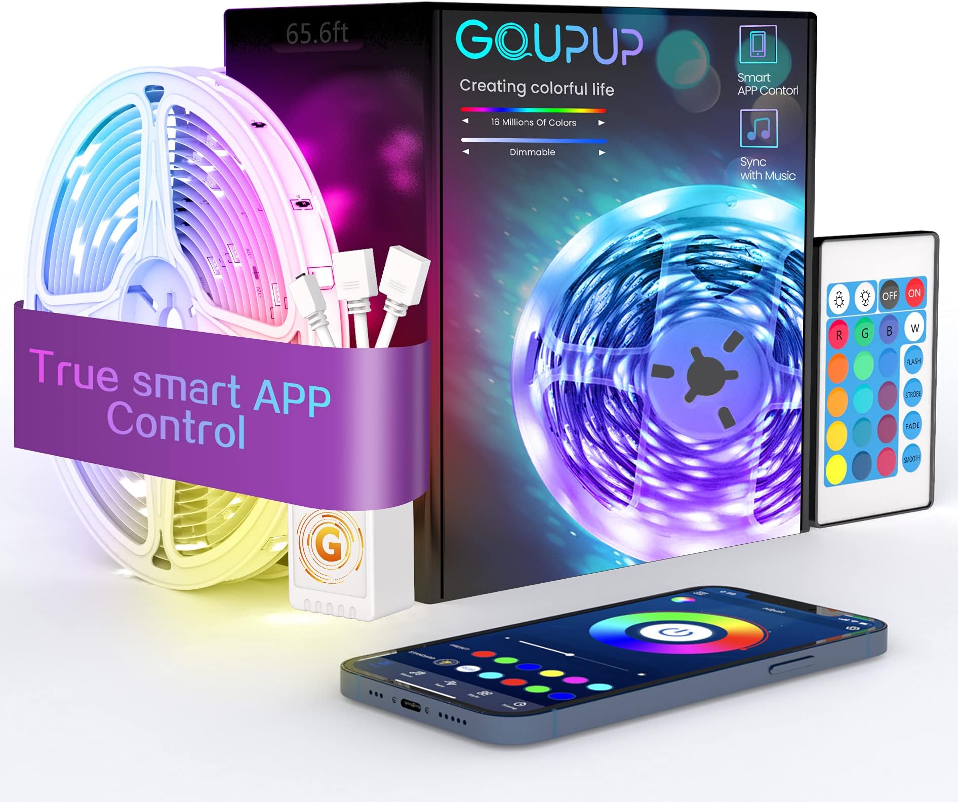 Amazon.com: TJOY 100ft Bluetooth LED Strip Lights, Music Sync LED ...