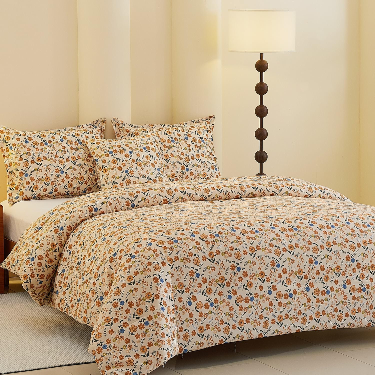 Amazon.com: Vaulia Yellow Comforter Set, 4 Pcs King Size Chic Floral ...