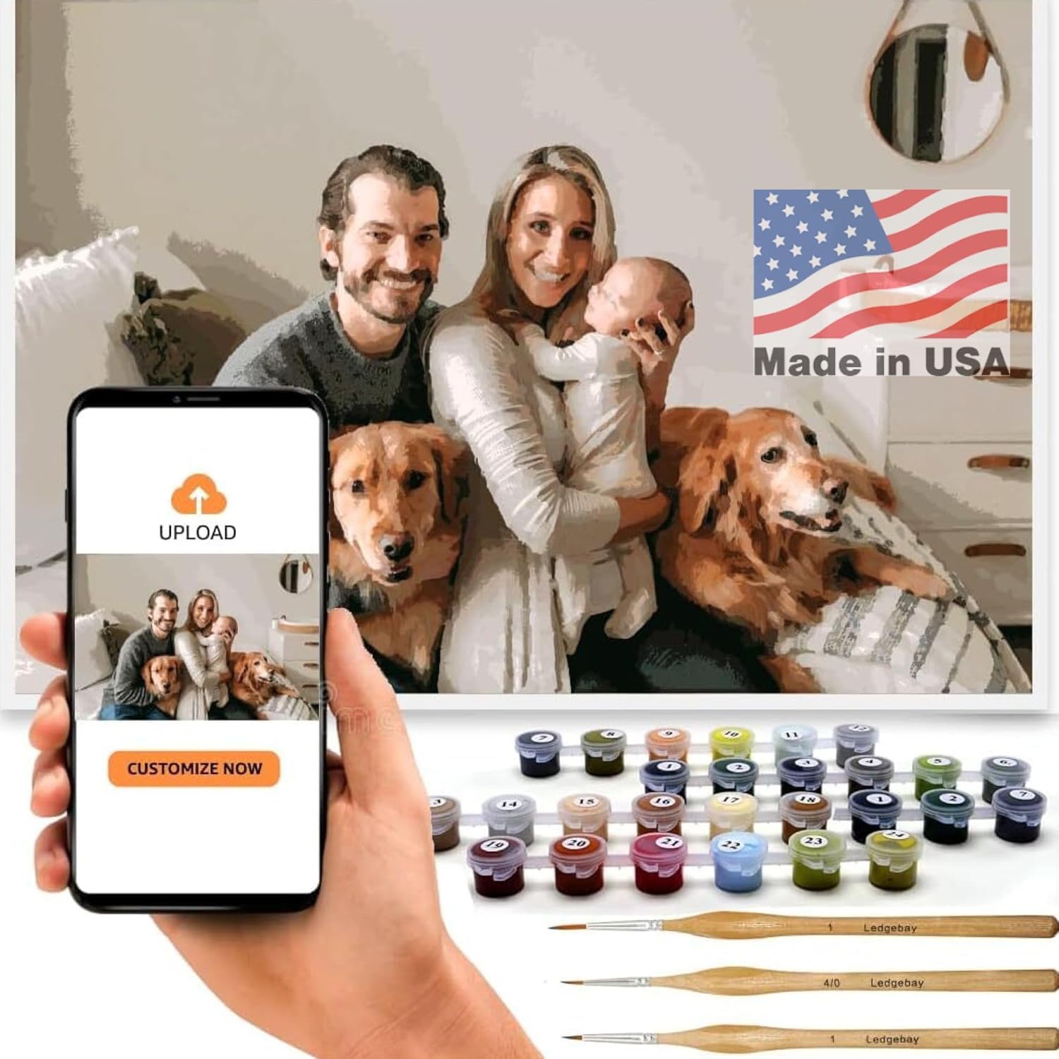 Amazon.com: Ledgebay Custom Paint by Numbers Kit for Adults, Color by ...