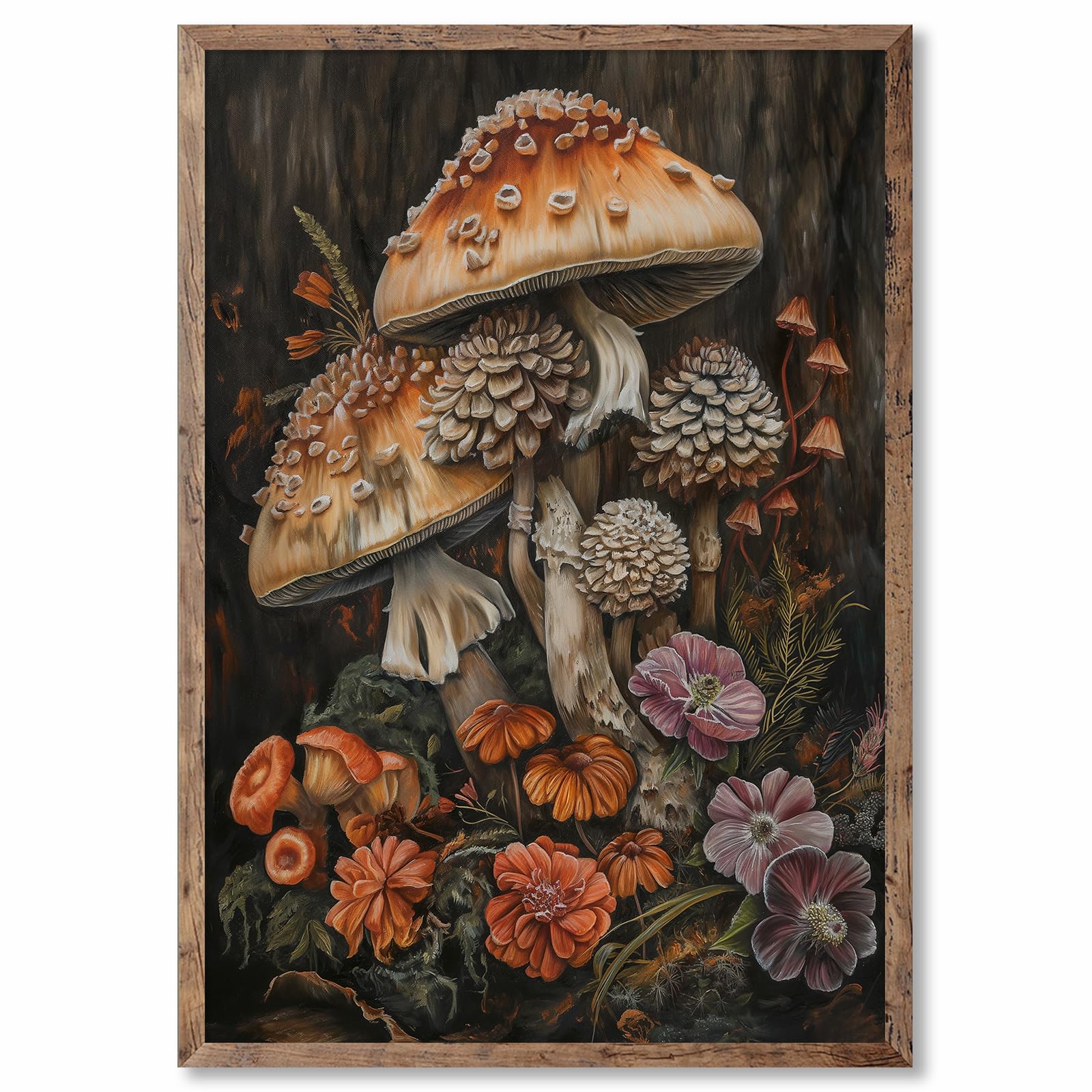 Amazon.com: Vintage Mushroom Canvas Wall Art Dark Cottagecore Prints ...