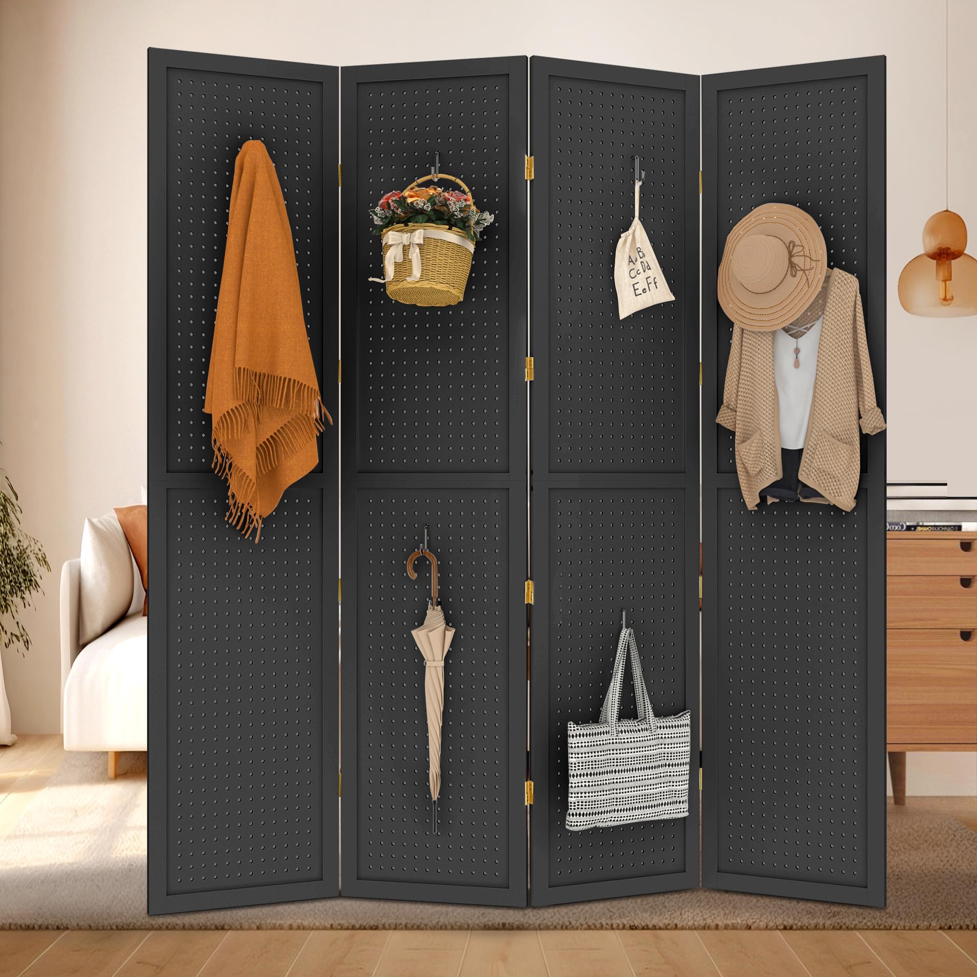 Amazon.com: VINGLI Freestanding Pegboard with Support Feet, 5 FT Wood ...