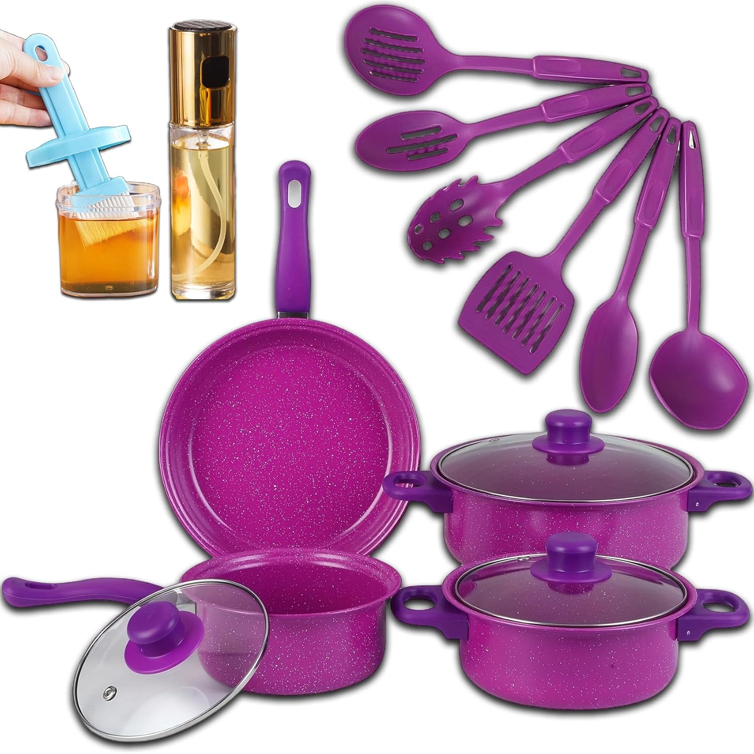 Amazon.com: 7-Piece Non-Stick Aluminum Cookware Set - Pots and Pans ...