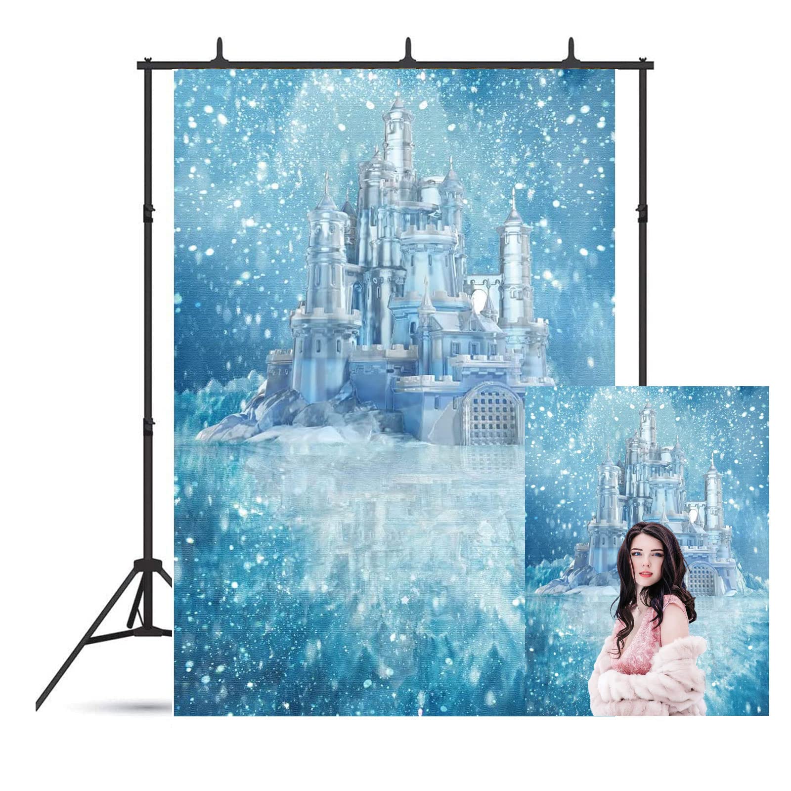 Amazon.com : Yeele 8x12ft Winter Background Winter Ice Castle Snow ...
