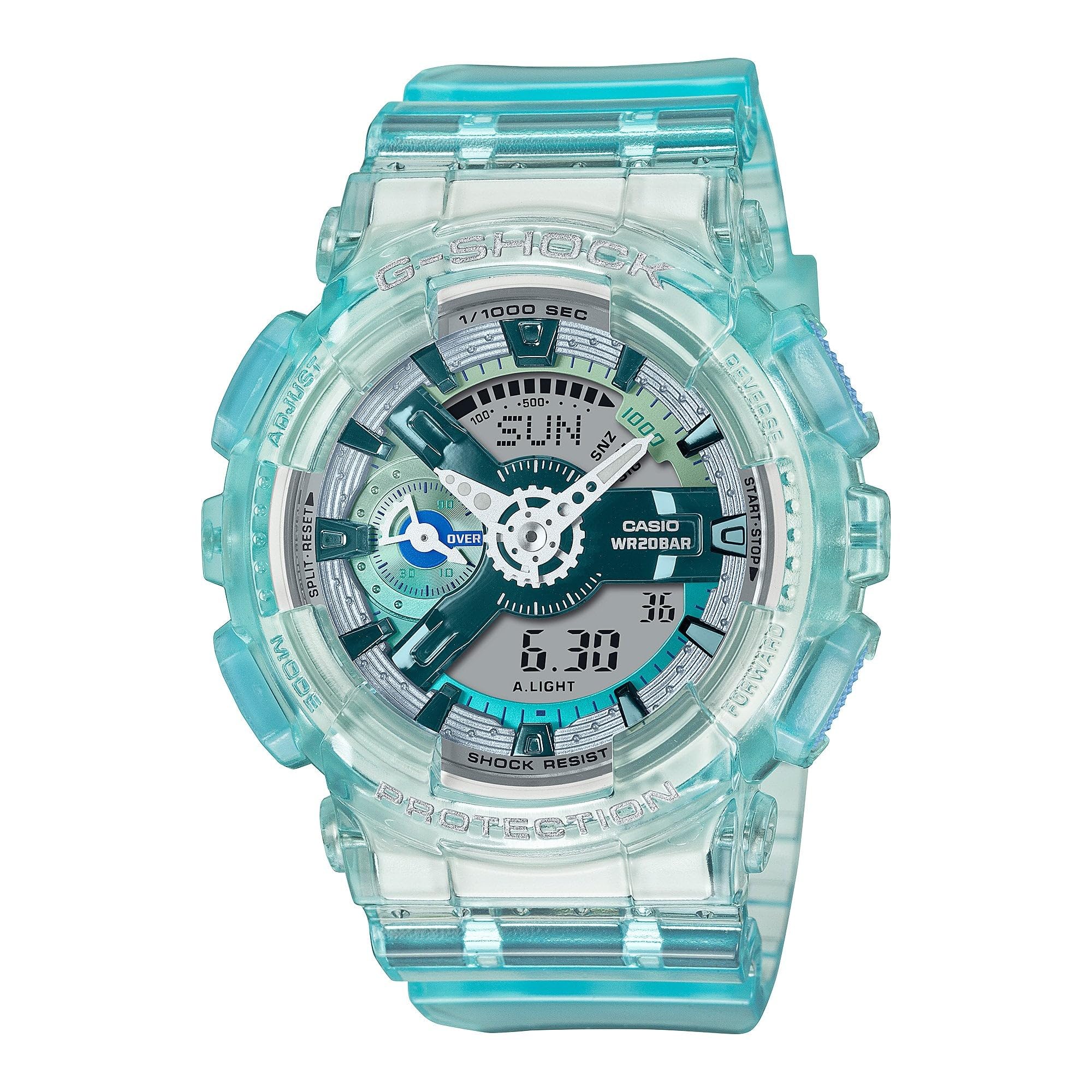 Amazon.com: G-Shock Casio GMAS110VW-2A Translucent Skeleton Light Blue ...