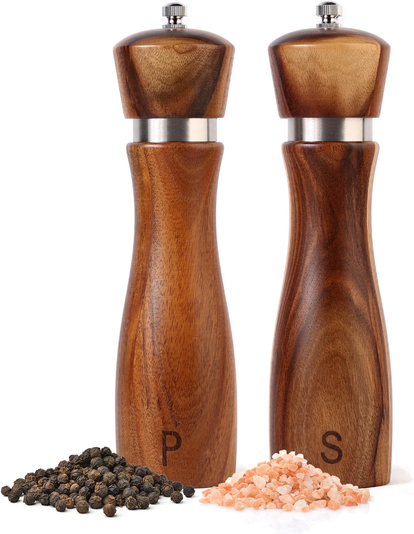 Amazon.com: LJun-018 Kitchen Wooden Salt and Pepper Grinder Set ...