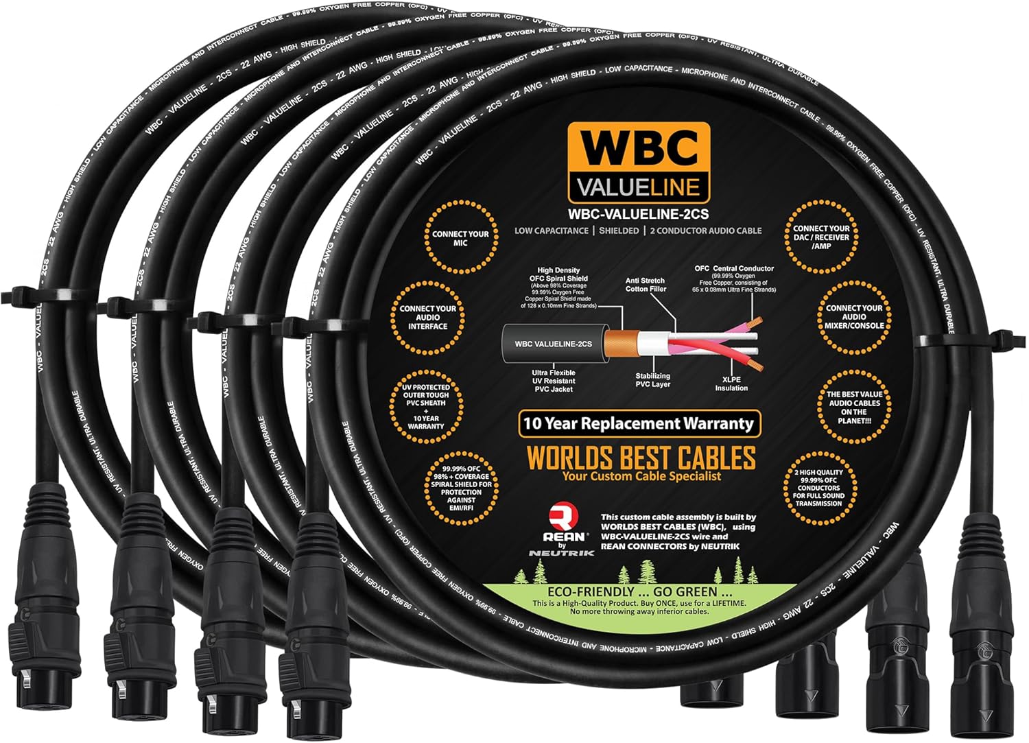 Amazon.com: WBC-VALUELINE-2CS (22 AWG) - 4 Units - 6 Foot–Low ...