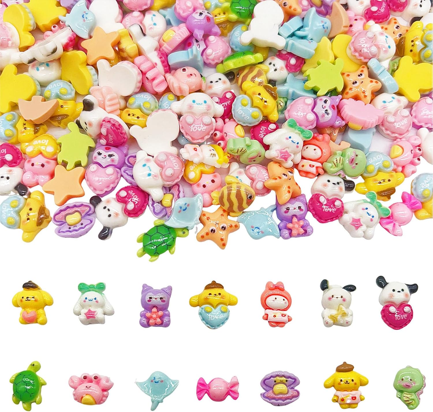 Amazon.com: JINDUODUO 60 Pcs Flatback Mini Resin Slime Charms Bulk for ...