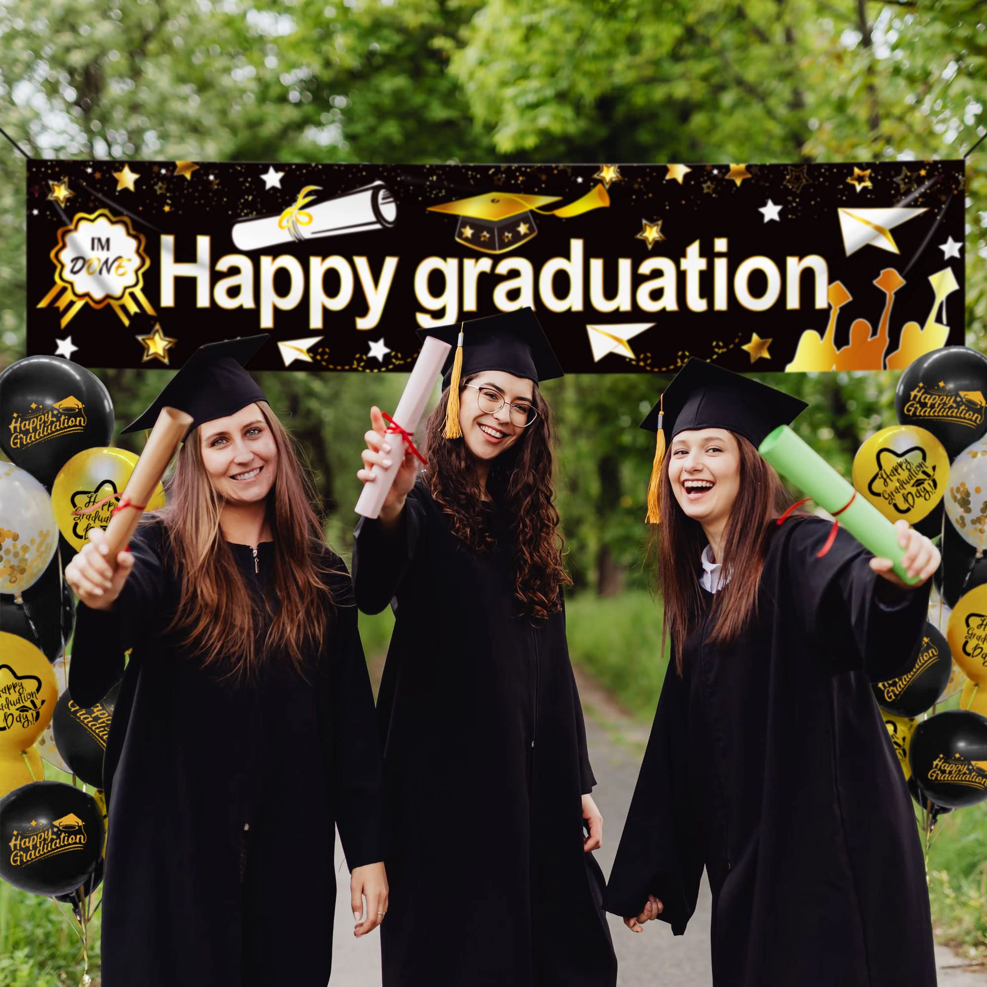 19 Pcs Happy Graduation Sign Graduation Party Backdrop Happy Graduation ...
