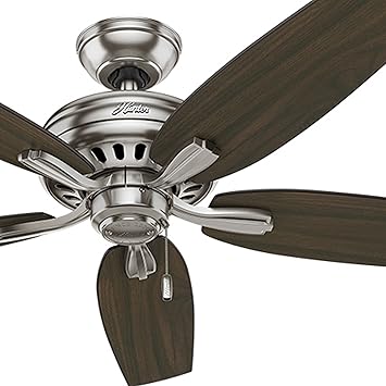 Hunter Fan 52 inch Ceiling Fan in Brushed Nickel with 5 Dark Walnut ...