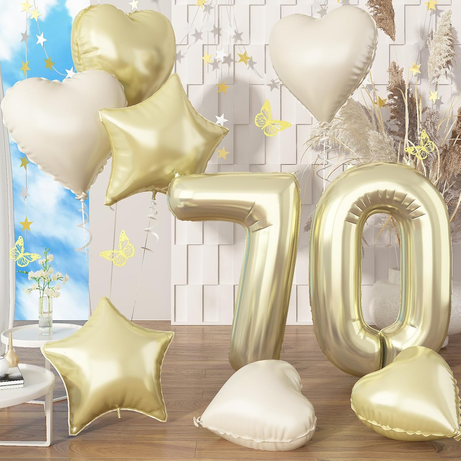 Amazon.com: Giant 70th Birthday Balloon for Men, Light Gold Number 70 ...