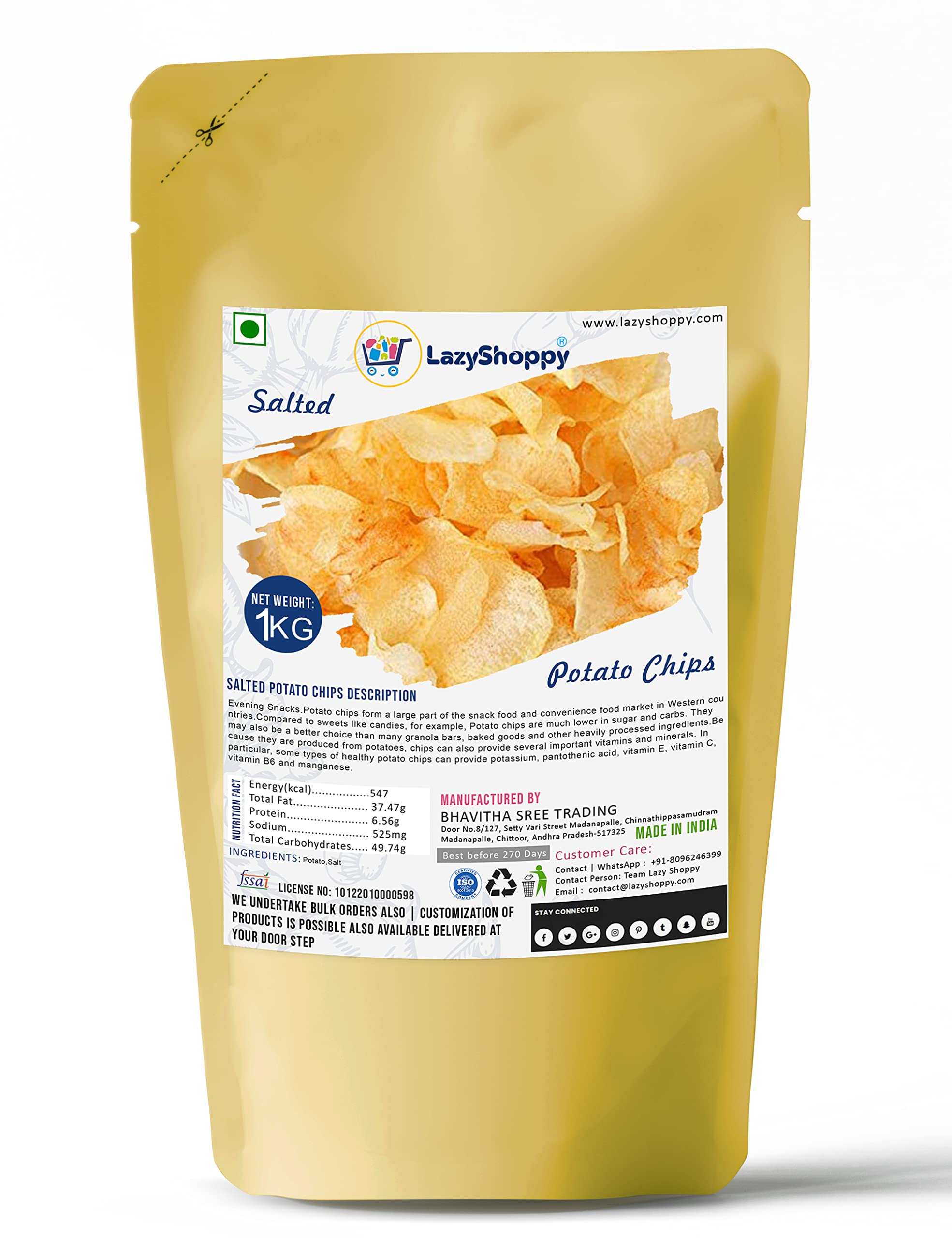 Lazy Shoppy Salted Potato Chips Aloo Chips Namkeen Salted Potato ...