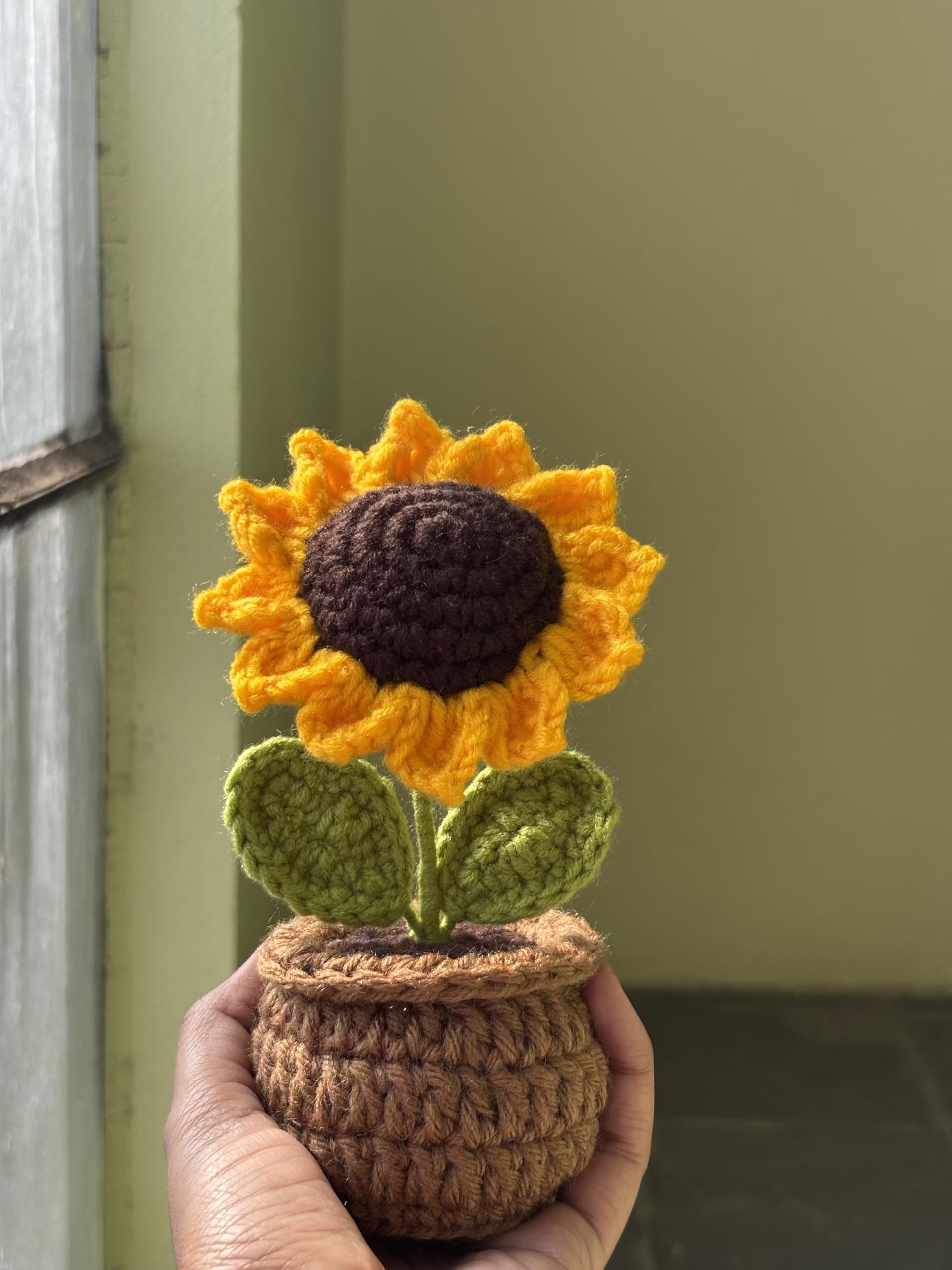 Crochet Sunflower Pot Handmade Crochet Flowers for Home Decoration ...