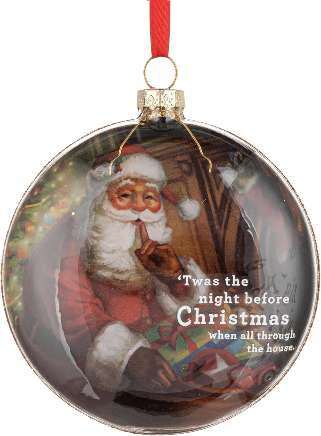 Amazon.com: DEMDACO Here Comes Santa Claus 4 Inch Glass Festive Holiday ...