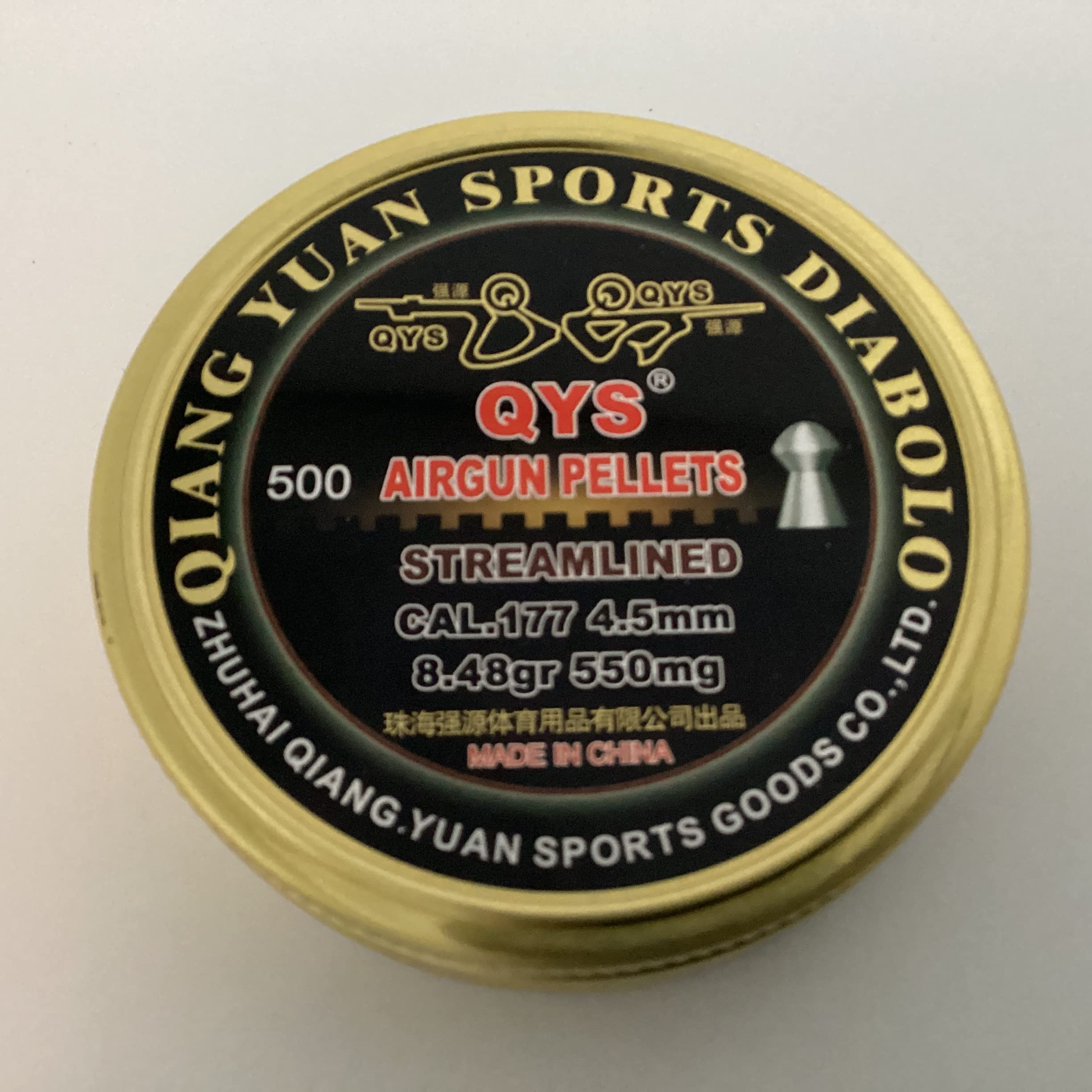 QYS Streamlined Air Gun Pellet 550mg.177/4.50mm Qty 500 L428 : Amazon ...