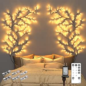 Amazon.com: Enchanted Willow Vine Room Decor: 7.5Ft Christmas Decorations Flexible Fairy Lights ...