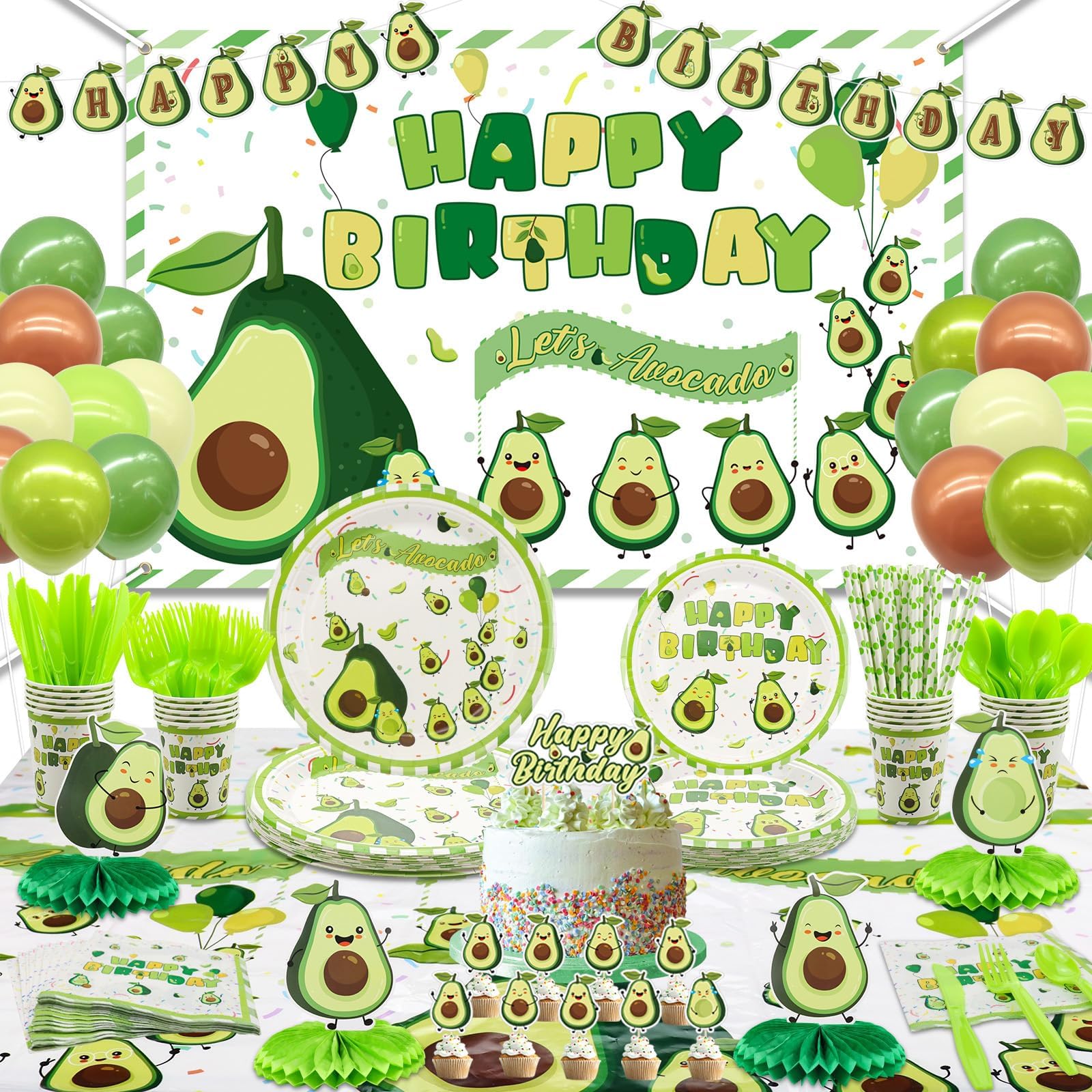 Amazon.com: PIXHOTUL 81 Pcs Avocado Fruit Themed Party Supplies ...