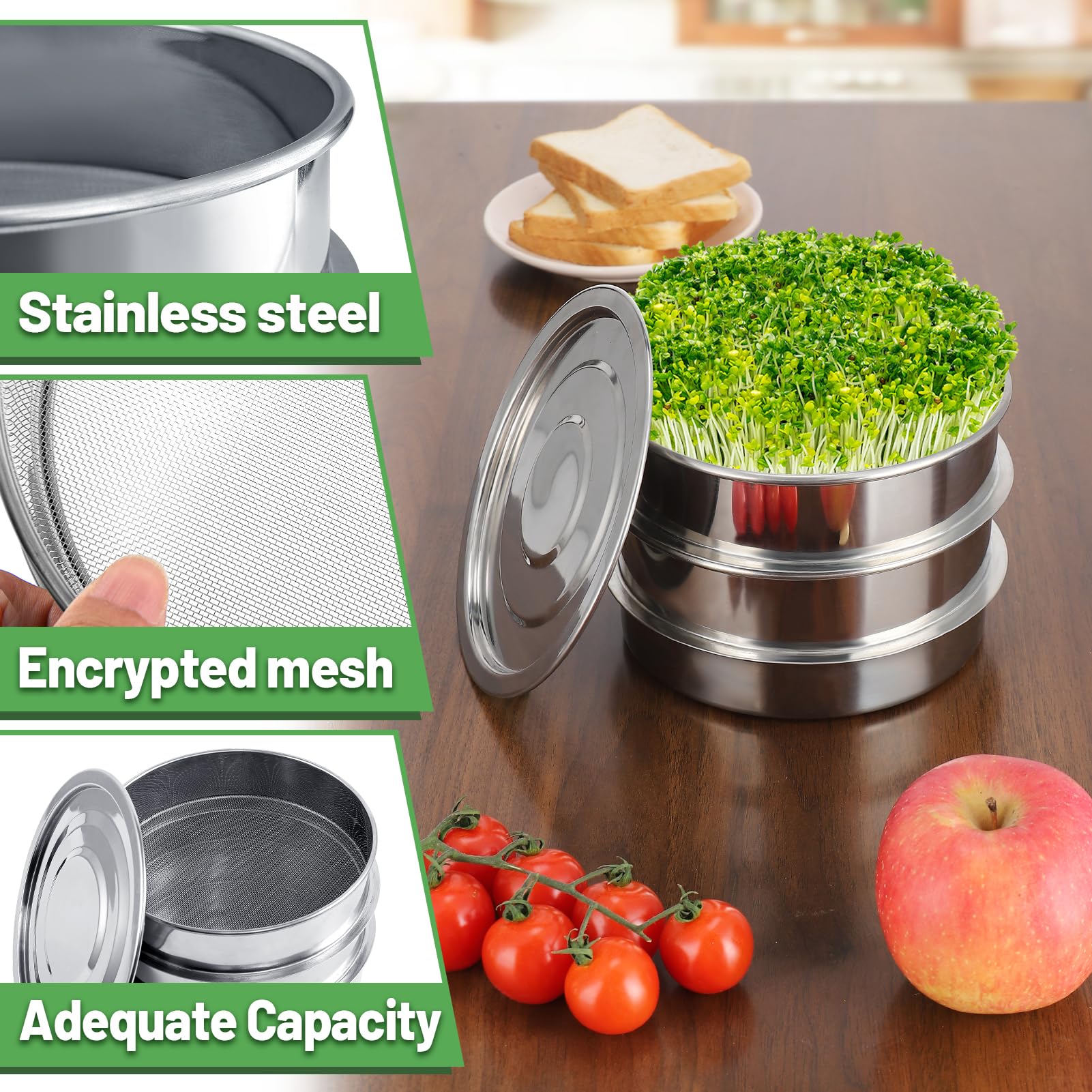 Snapklik.com : Stainless Steel Seed Sprouting Kit - 3-tier Microgreens ...