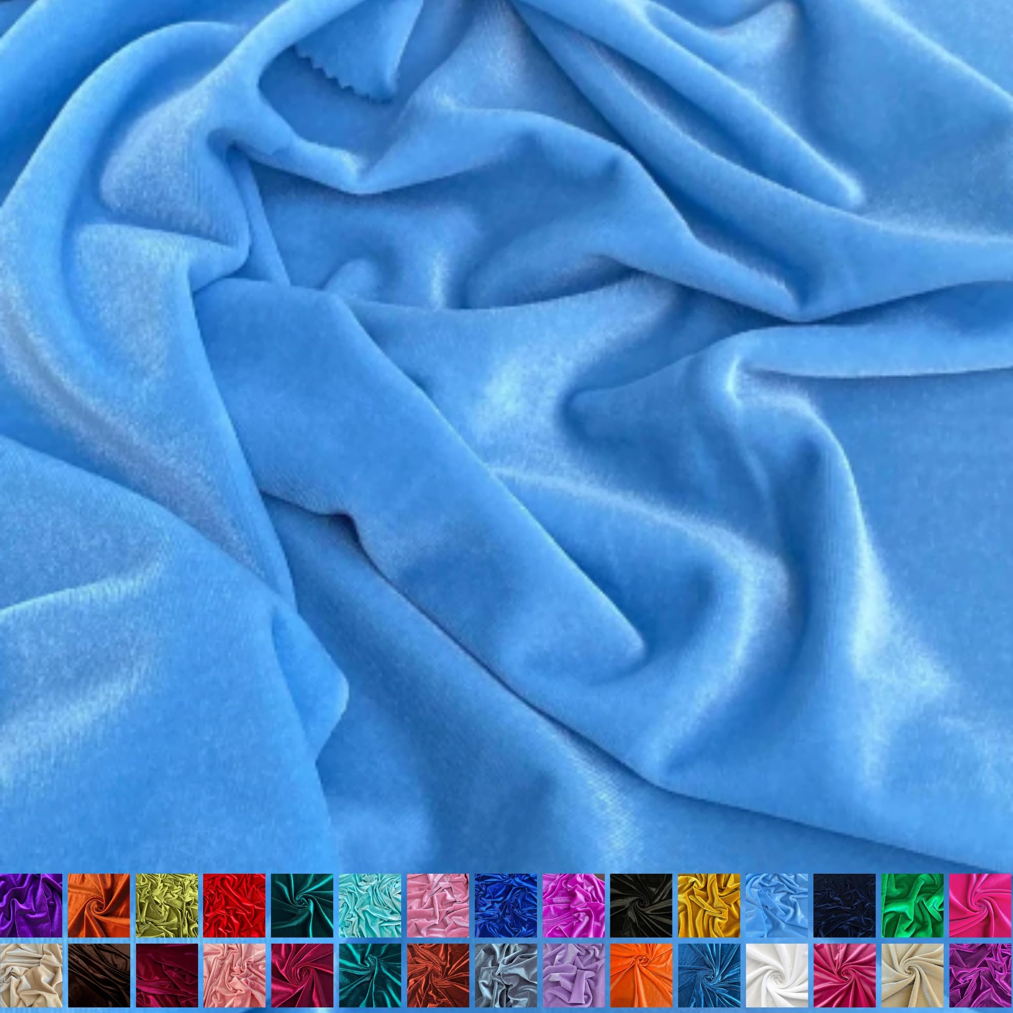 Amazon.com: Premium Stretch Baby Blue Velvet Fabric by The Yard ...
