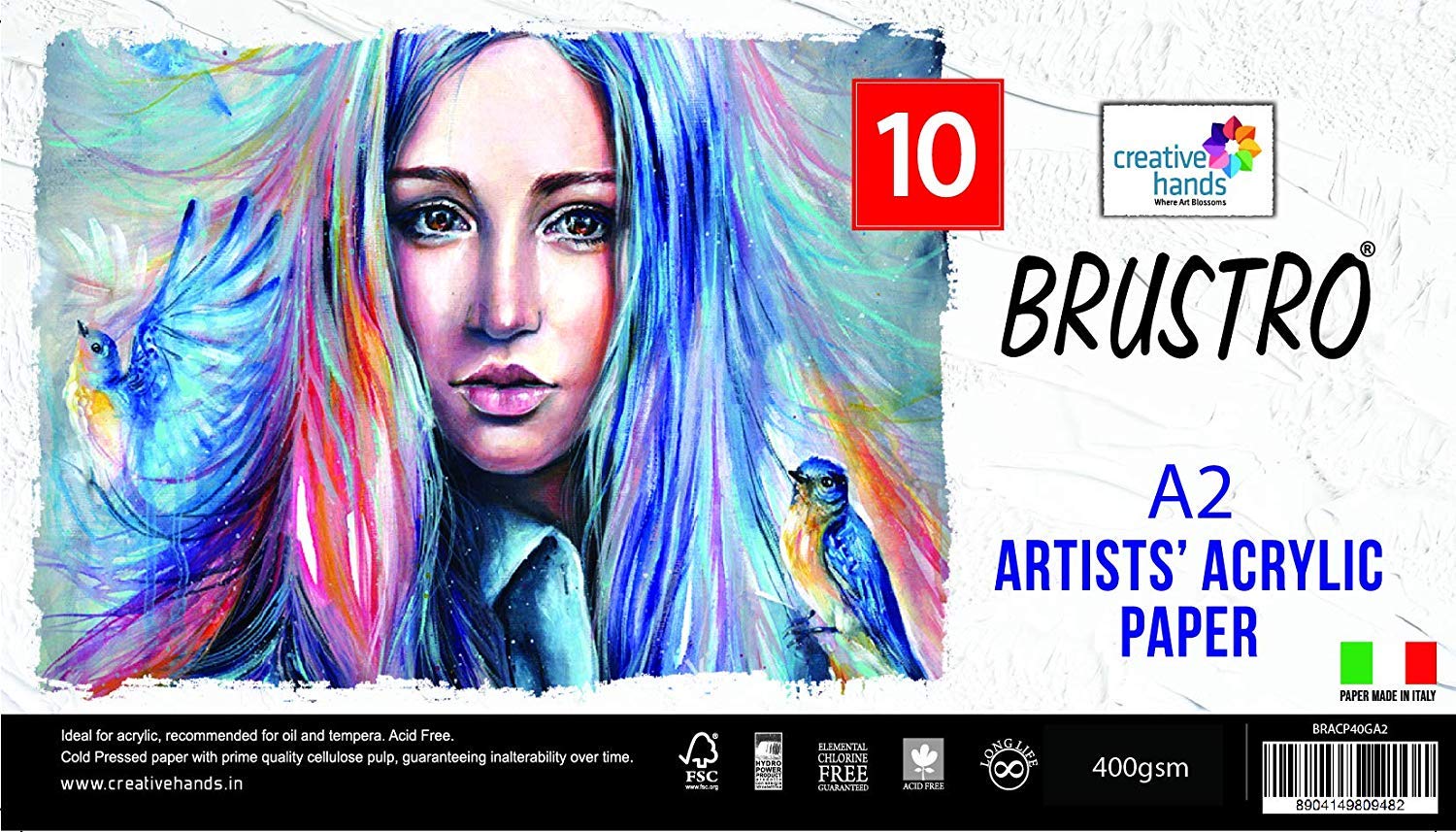 Brustro Artists Acrylic Paper | 400 GSM, A2, 10 Sheets | Acid Free ...
