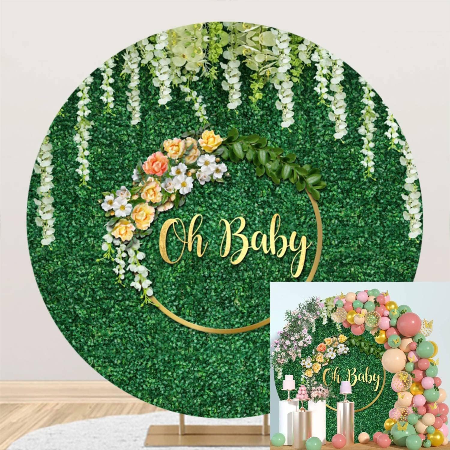 Amazon.com : Oh Baby Round Backdrop Stand Cover for Photography 7.2ft ...