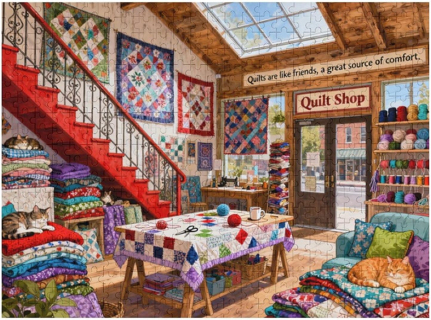 Amazon.com: Quilt Shop Puzzle 500 Pieces for Adults, Colorful Artistic ...