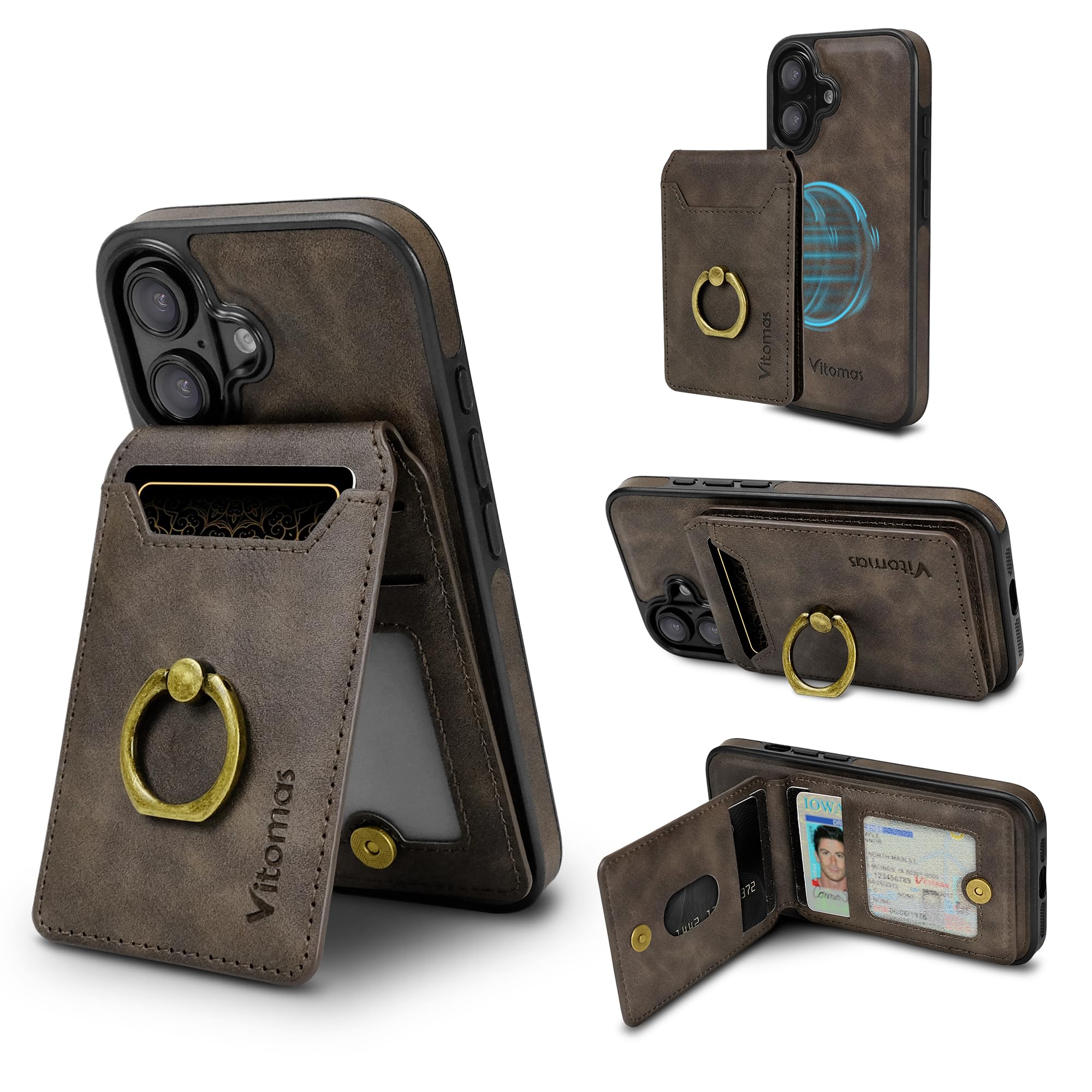 Amazon.com: 2-in-1 Detachable Card Wallet Case with Rotating Ring for ...