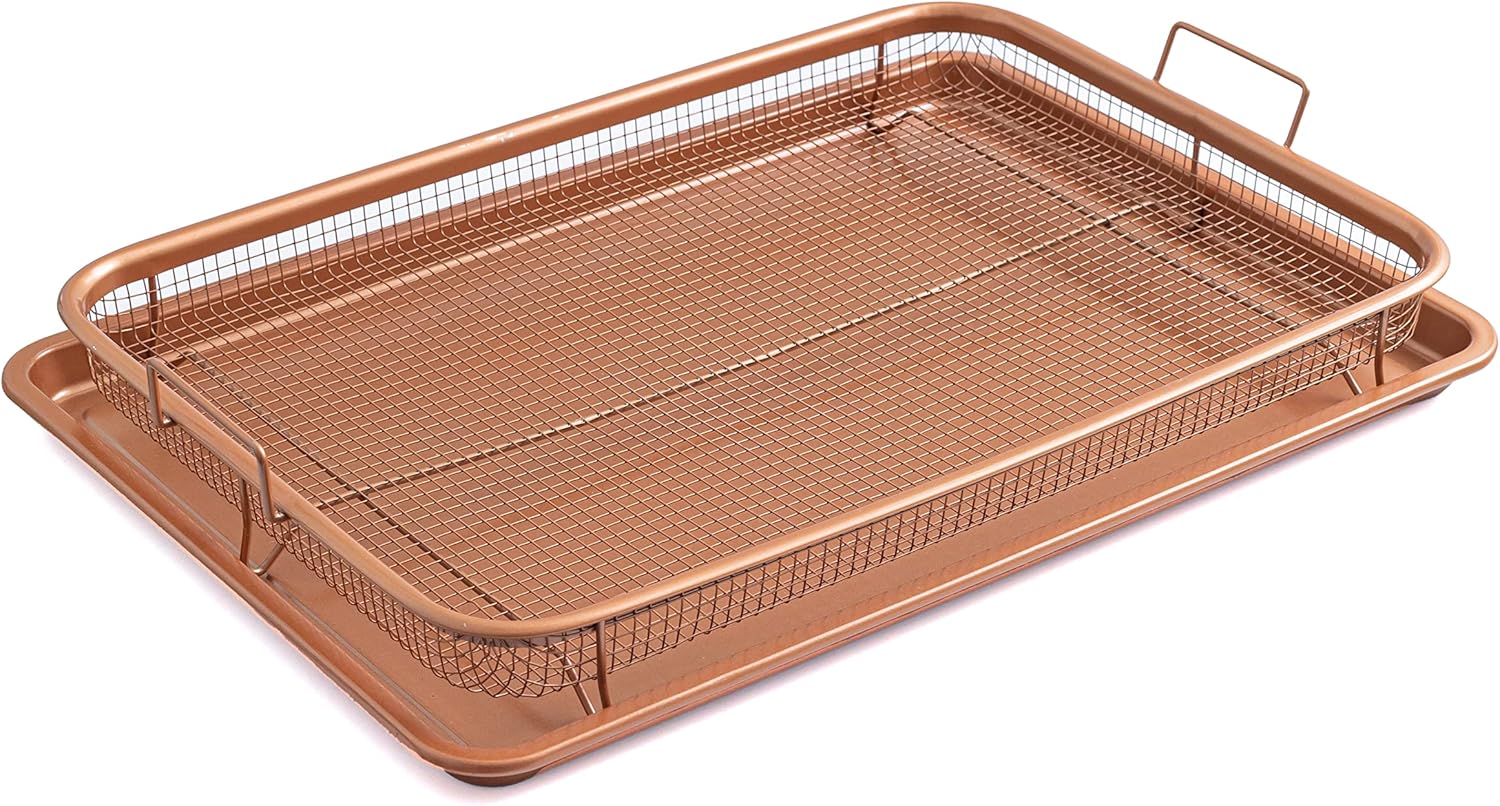 Amazon.com: Copper Crisper Tray Non-Stick Oven Baking Tray with ...