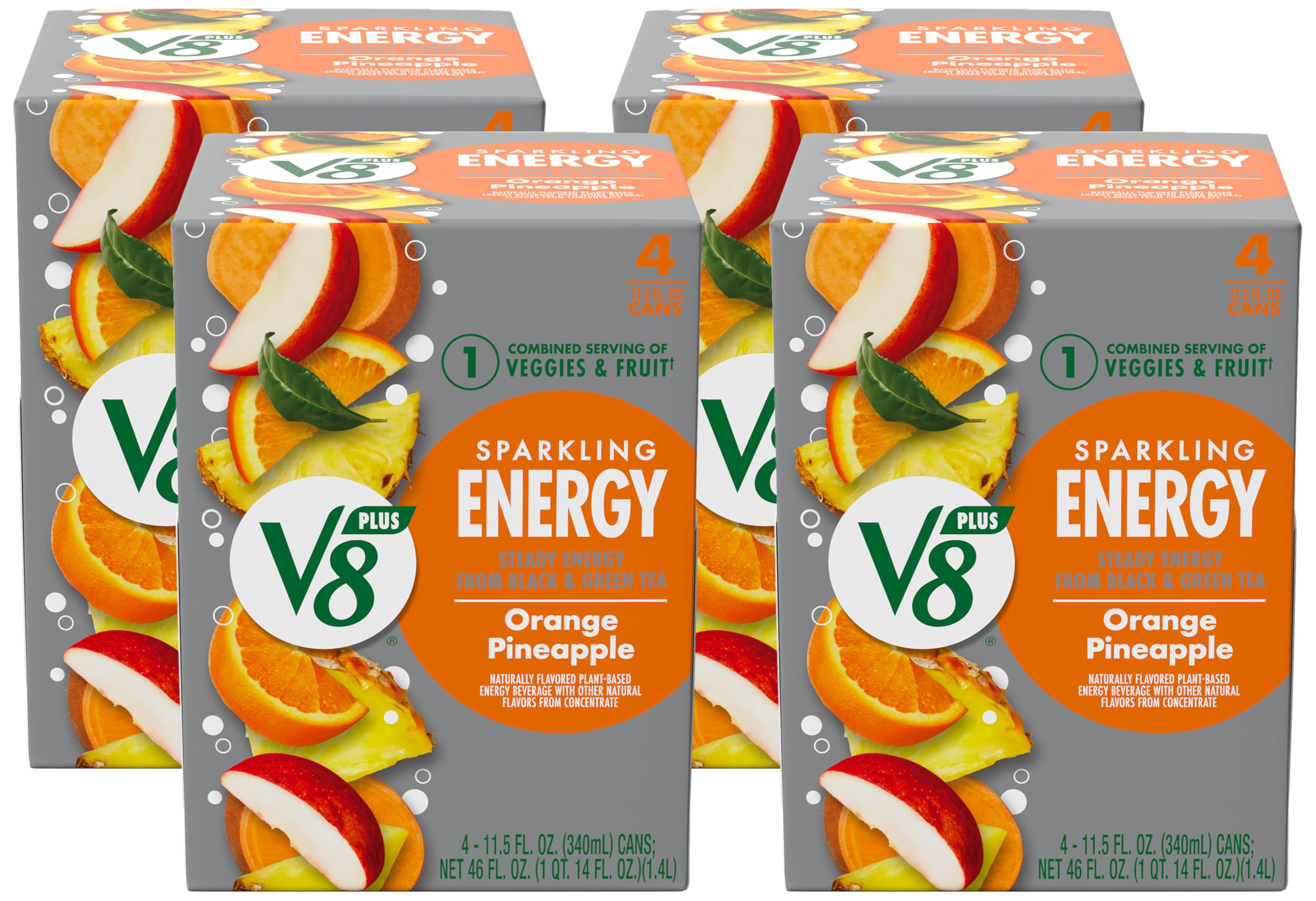 Amazon.com : V8 SPARKLING +ENERGY Orange Pineapple Energy Drink, 11.5 ...