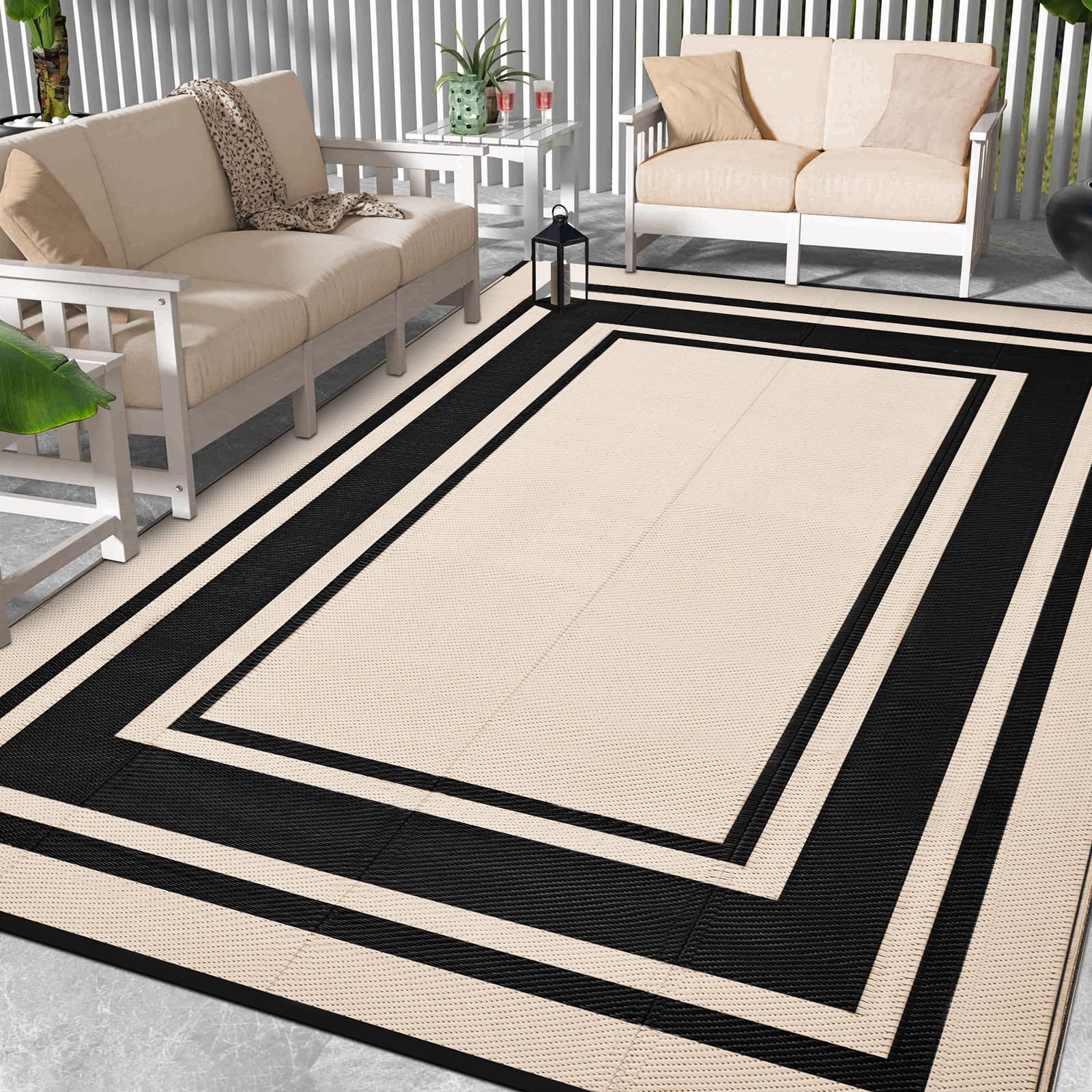 Amazon.com: SatisInside Outdoor Rug 8x10 Ft Waterproof Plastic Straw ...