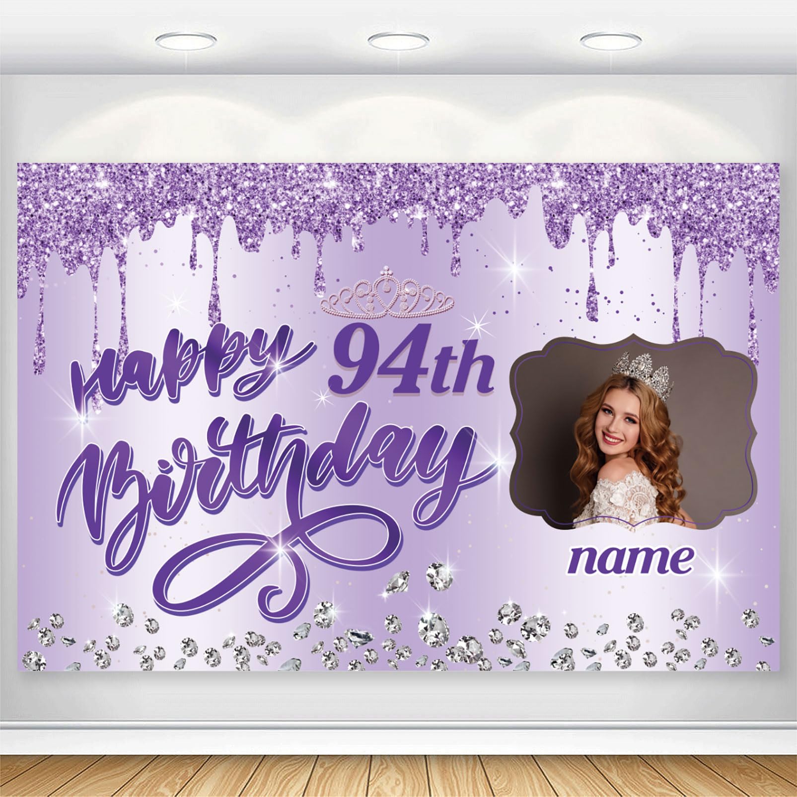Snapklik.com : Dicodes Custom Purple 94th Birthday Banner For Women ...